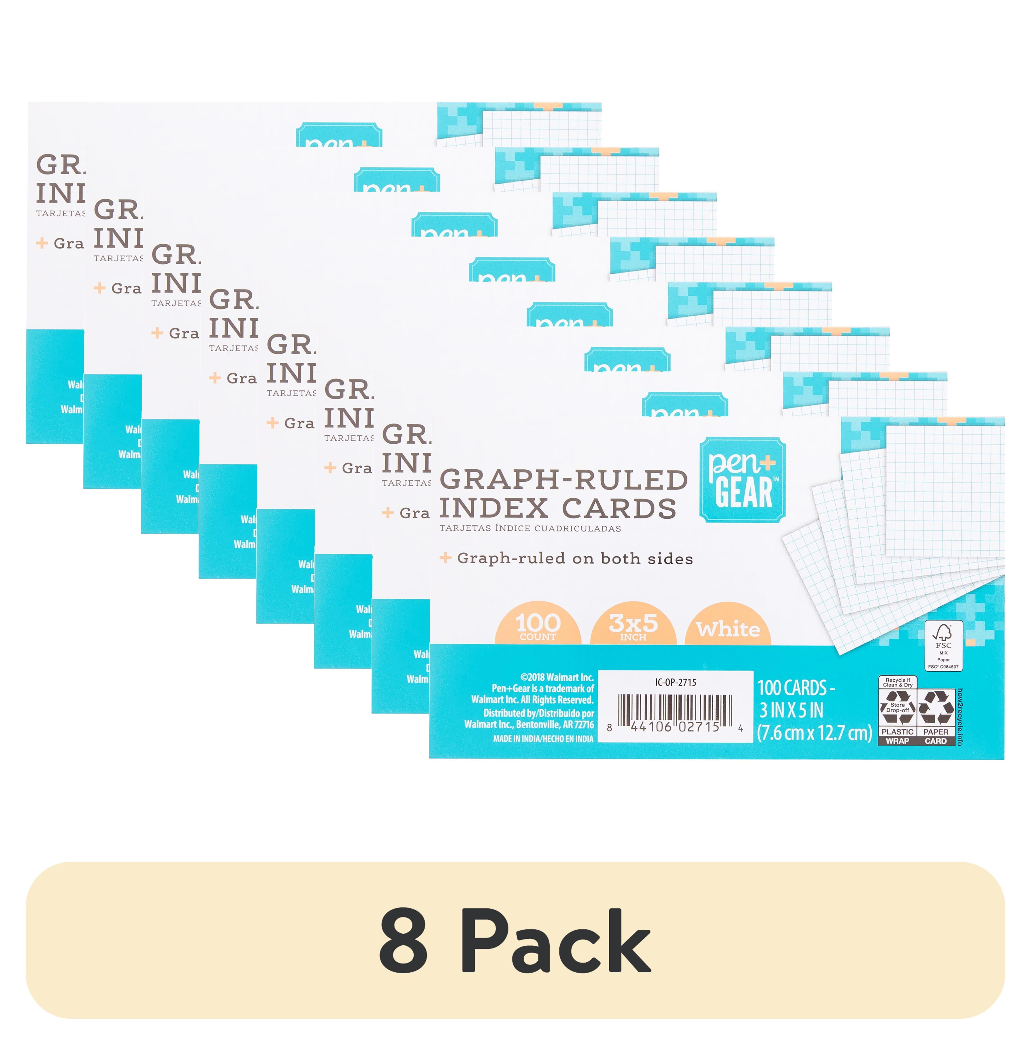 (8 pack) Pen + Gear Graph-Ruled Index Cards, White, 100 Count, 3" x 5 ...