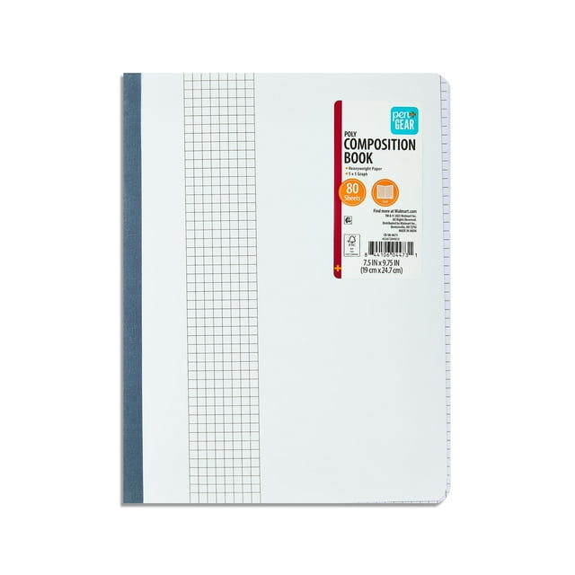 Pen+Gear Composition Book, Grid Ruled, 7.5"x 9.75", Poly Cover, 80 ...