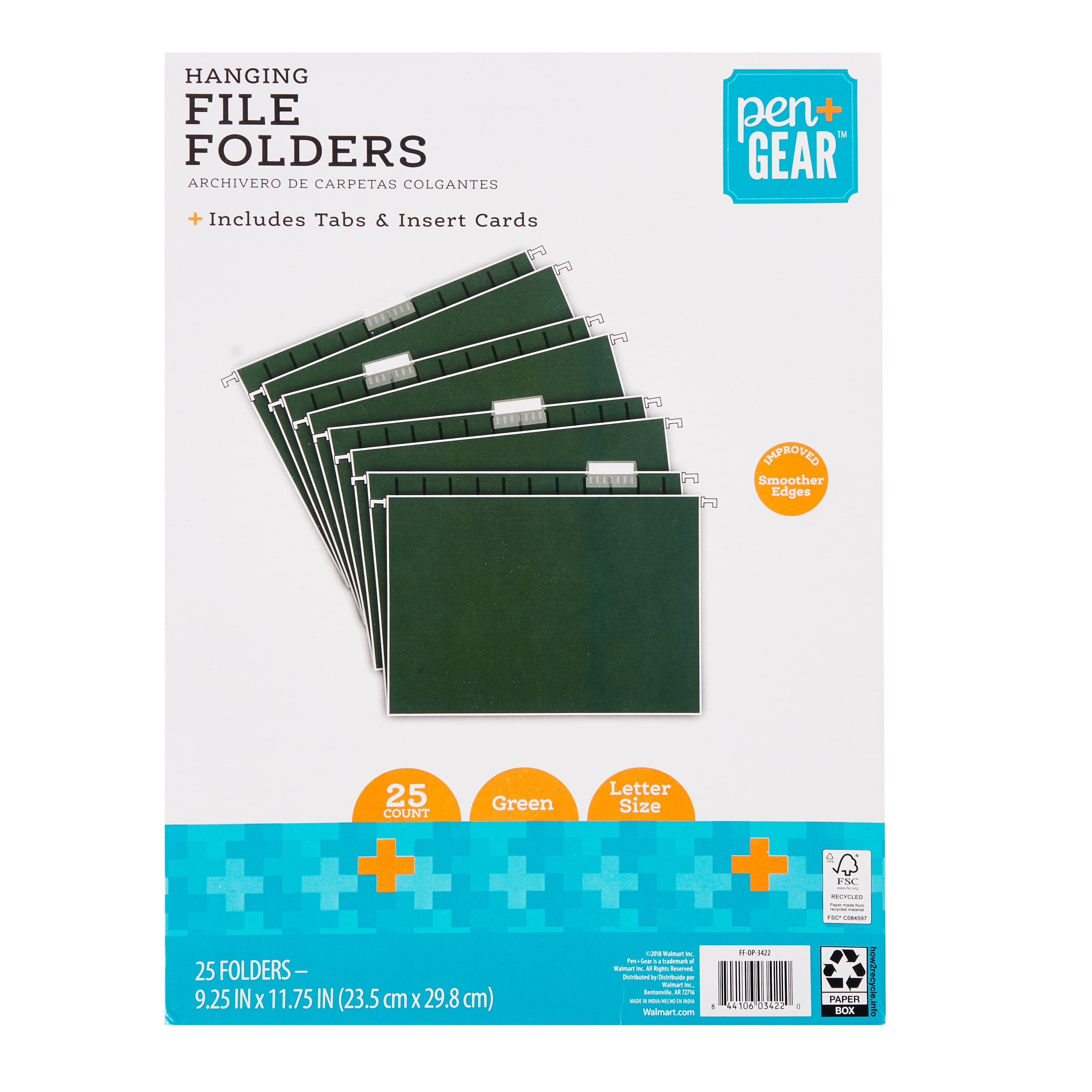 Pen+Gear Hanging File Folders, Green, Letter Size, 25 Count, 9.5" x 11. ...