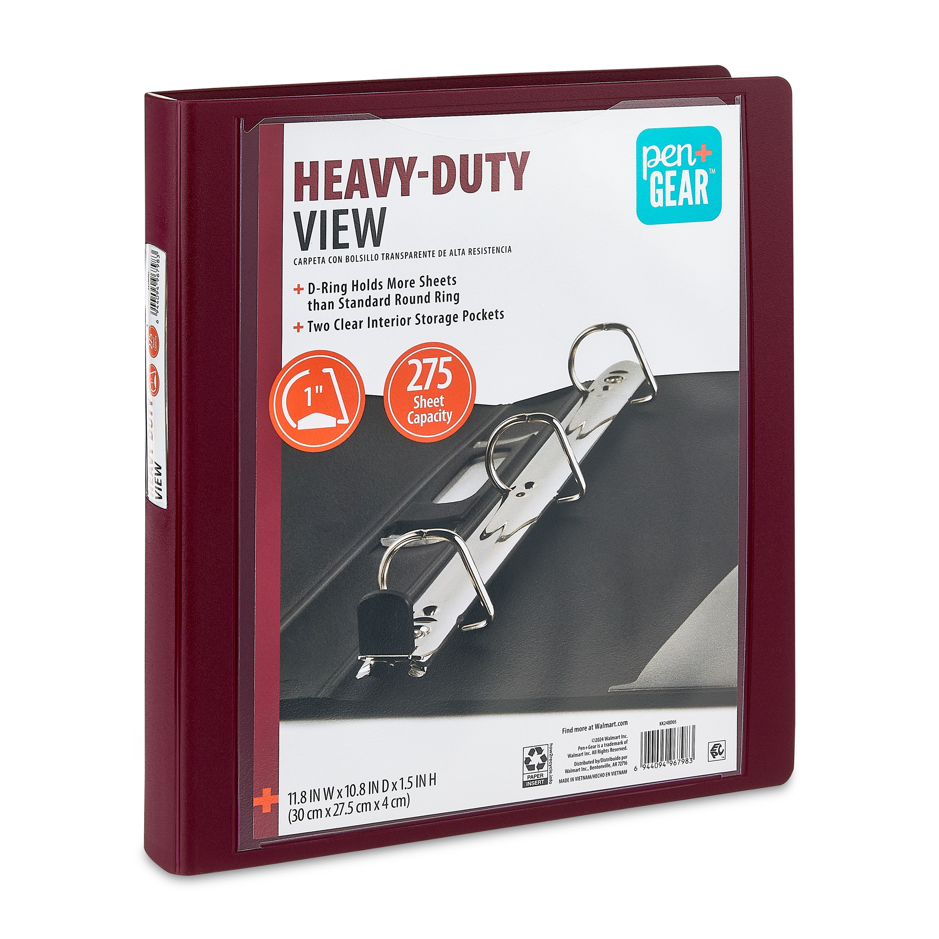 Pen+Gear Heavy-Duty D-Ring View Binder 1 Inch Red 1-Pack - Walmart.com