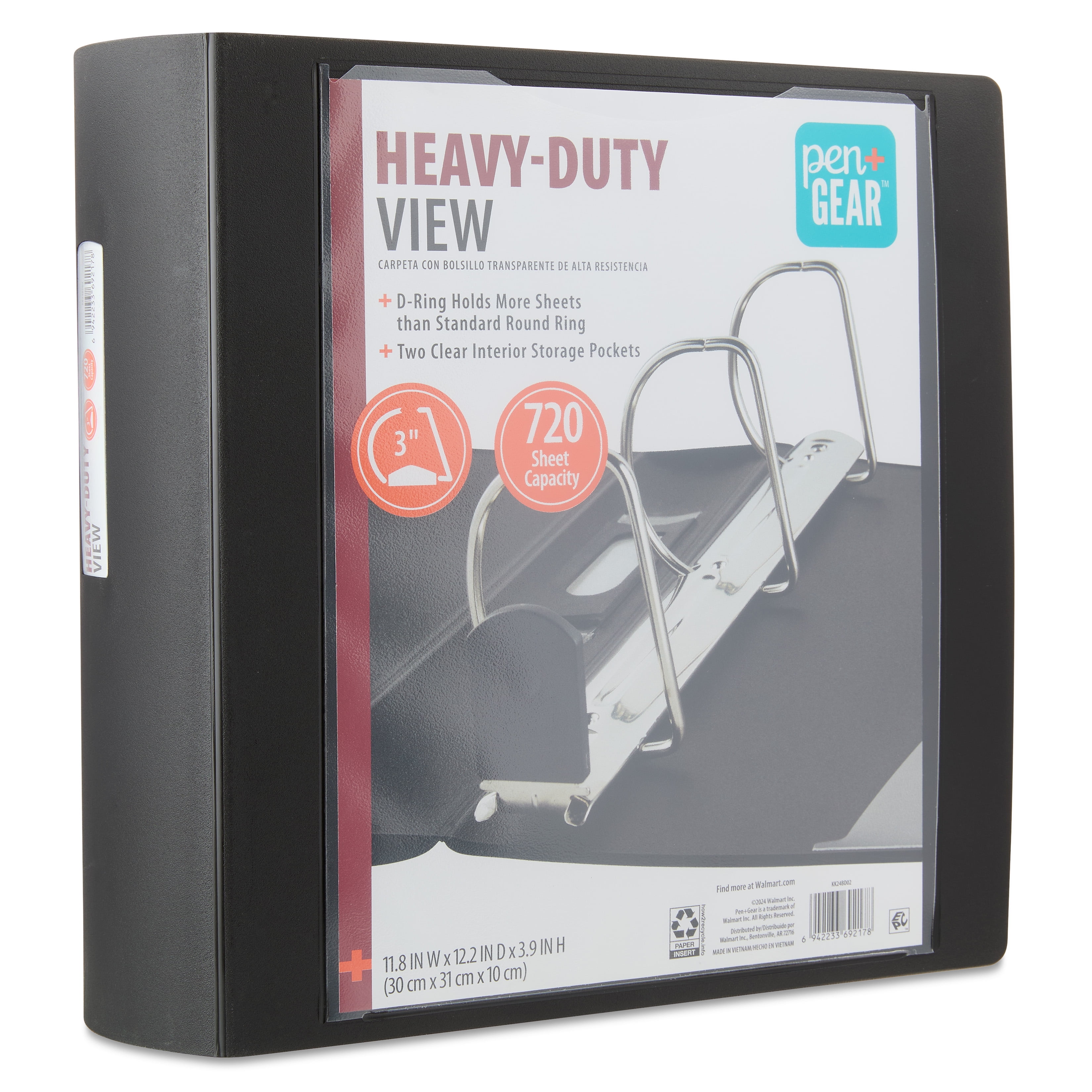 Pen+Gear D-Ring Binder Heavy Duty View 3 Inch Black 1-Pack - Walmart.com