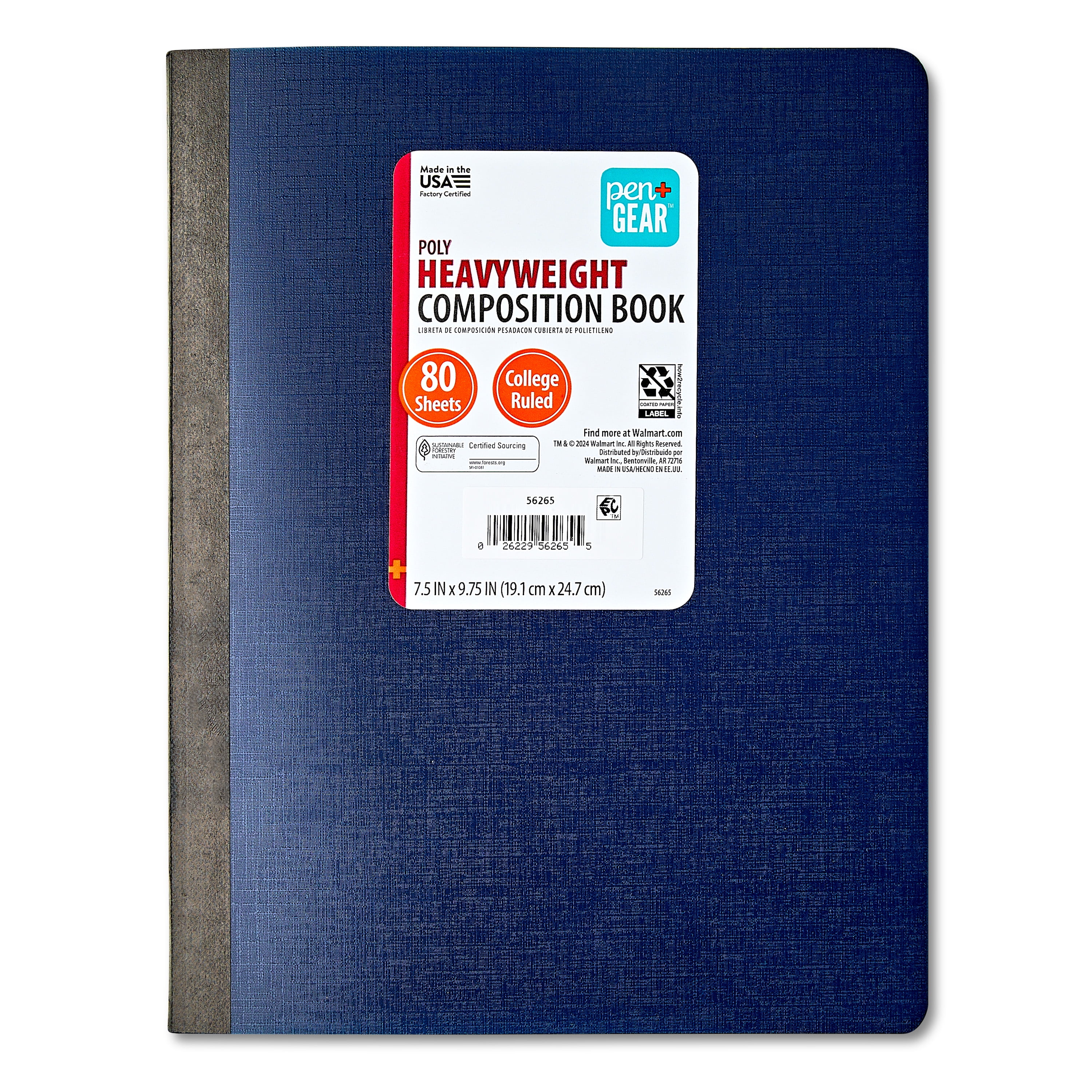 Pen+Gear Heavyweight College Ruled Poly Composition Book, 7.5 x 9.75 ...