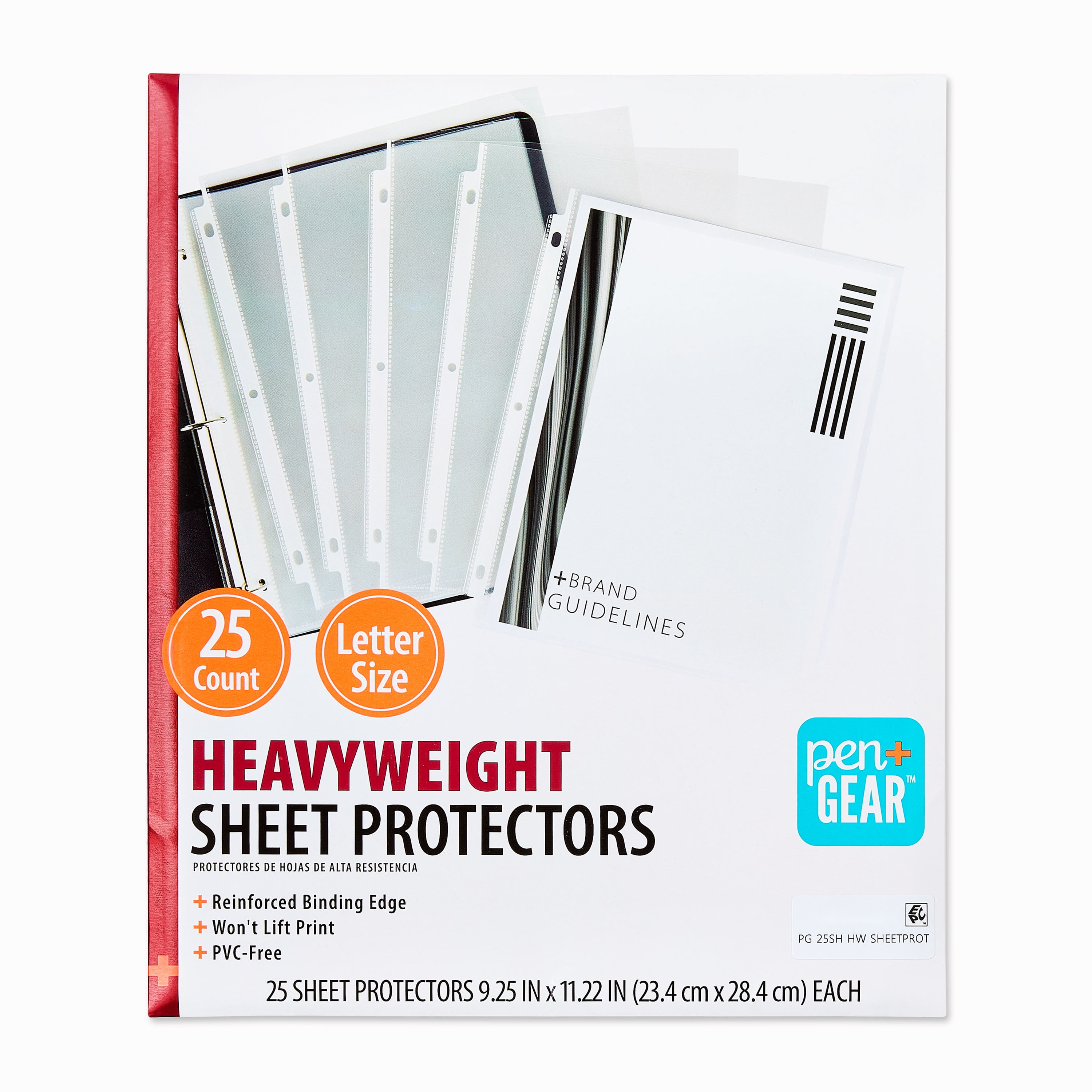 Pen+Gear Heavyweight Sheet Protectors, Clear, 9.25" x 11.22", 25 Count ...