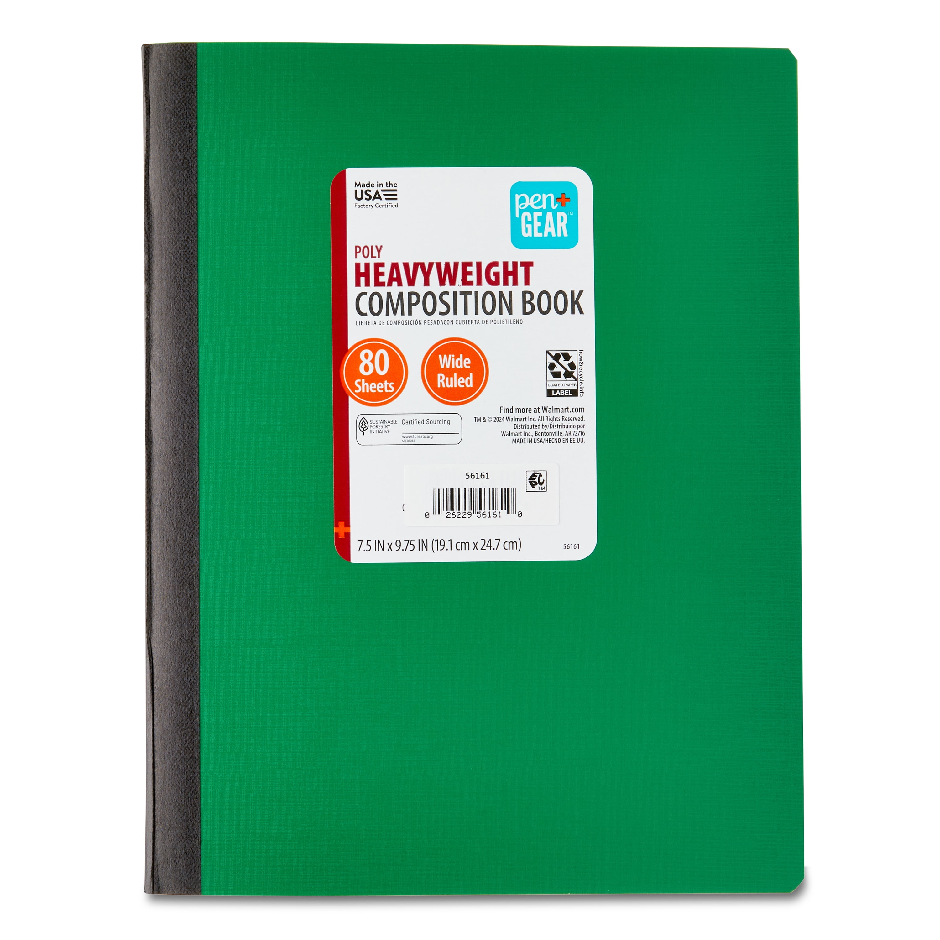 Pen+Gear Heavyweight Wide Ruled Poly Composition Book, 7.5 in x 9.75 in ...