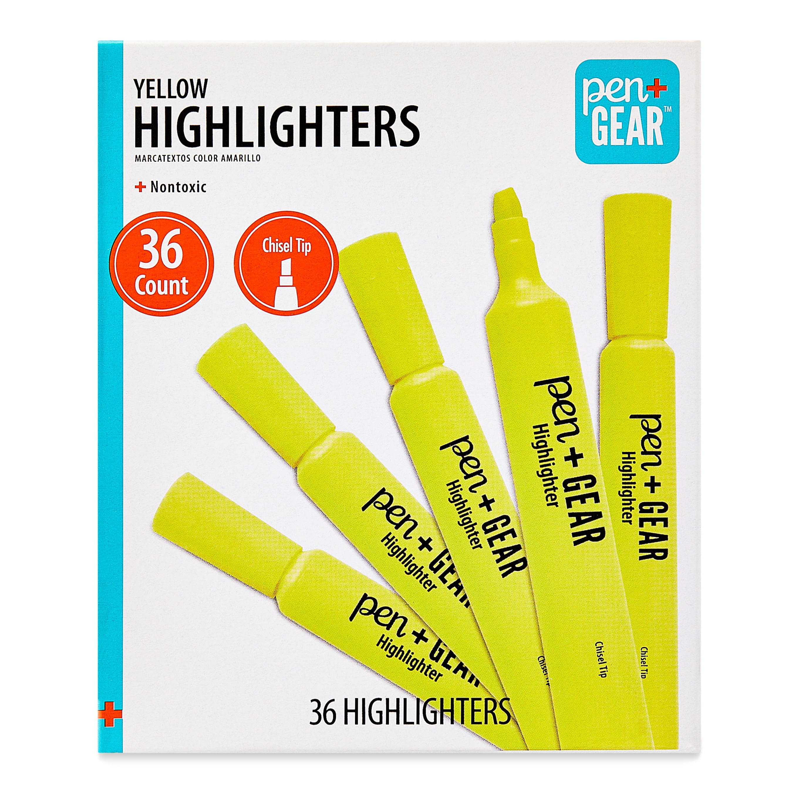 Pen+Gear Highlighters, Chisel Tip, Yellow, 36 Count for Precise Bright ...