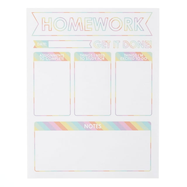 Pen+Gear Homework Planner Pad, Rainbow, 60 Sheets - Walmart.com