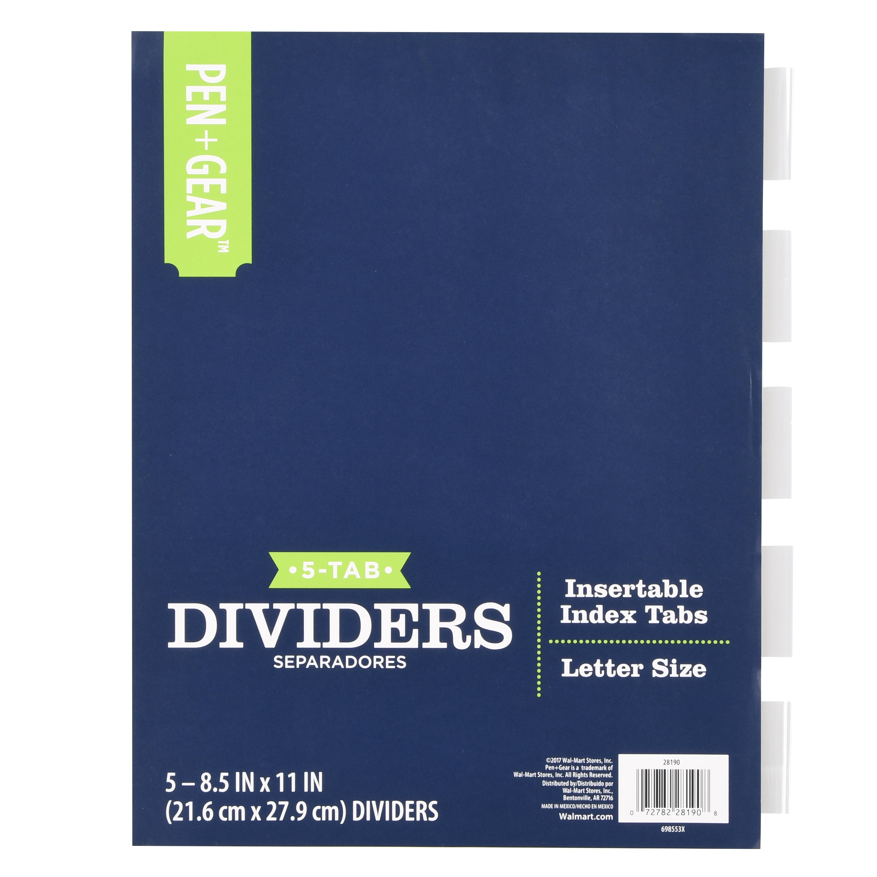 Pen+Gear Insertable Dividers, 5-Tab, Buff Paper, Clear Tabs (28190 ...