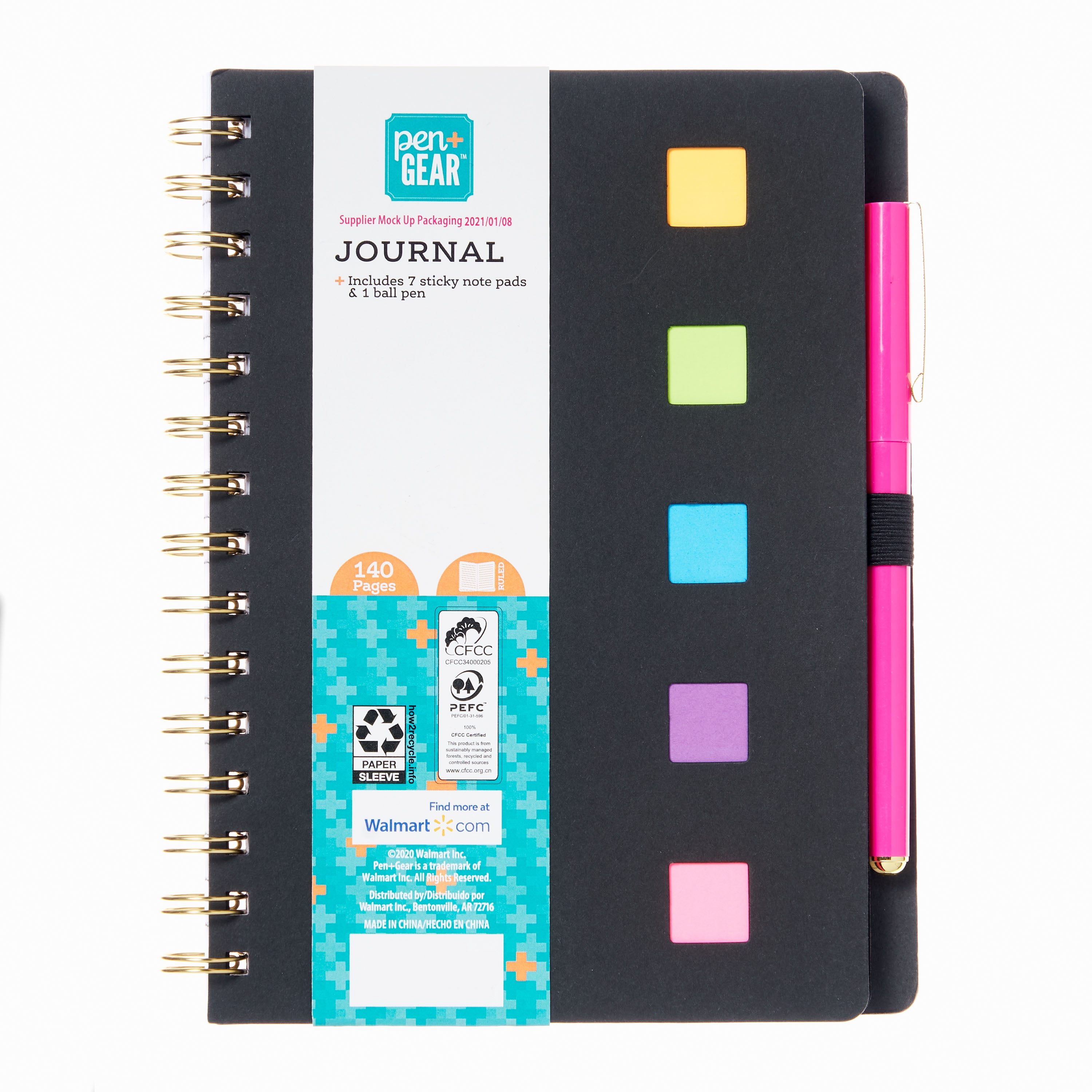 Pen+Gear Journal with Pen and Sticky Notes, 140 Pages - Walmart.com