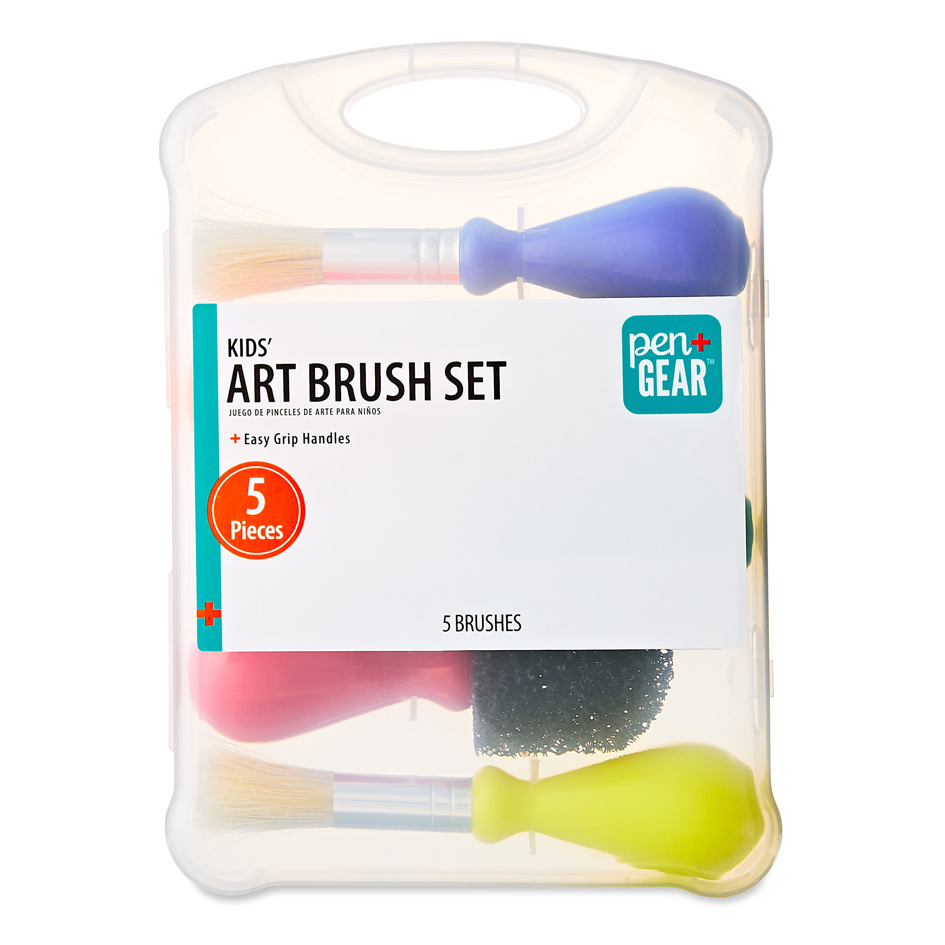 Pen+Gear Kids' Art Brush Set, 5 Pieces, Easy-Grip, Assorted Shapes and ...