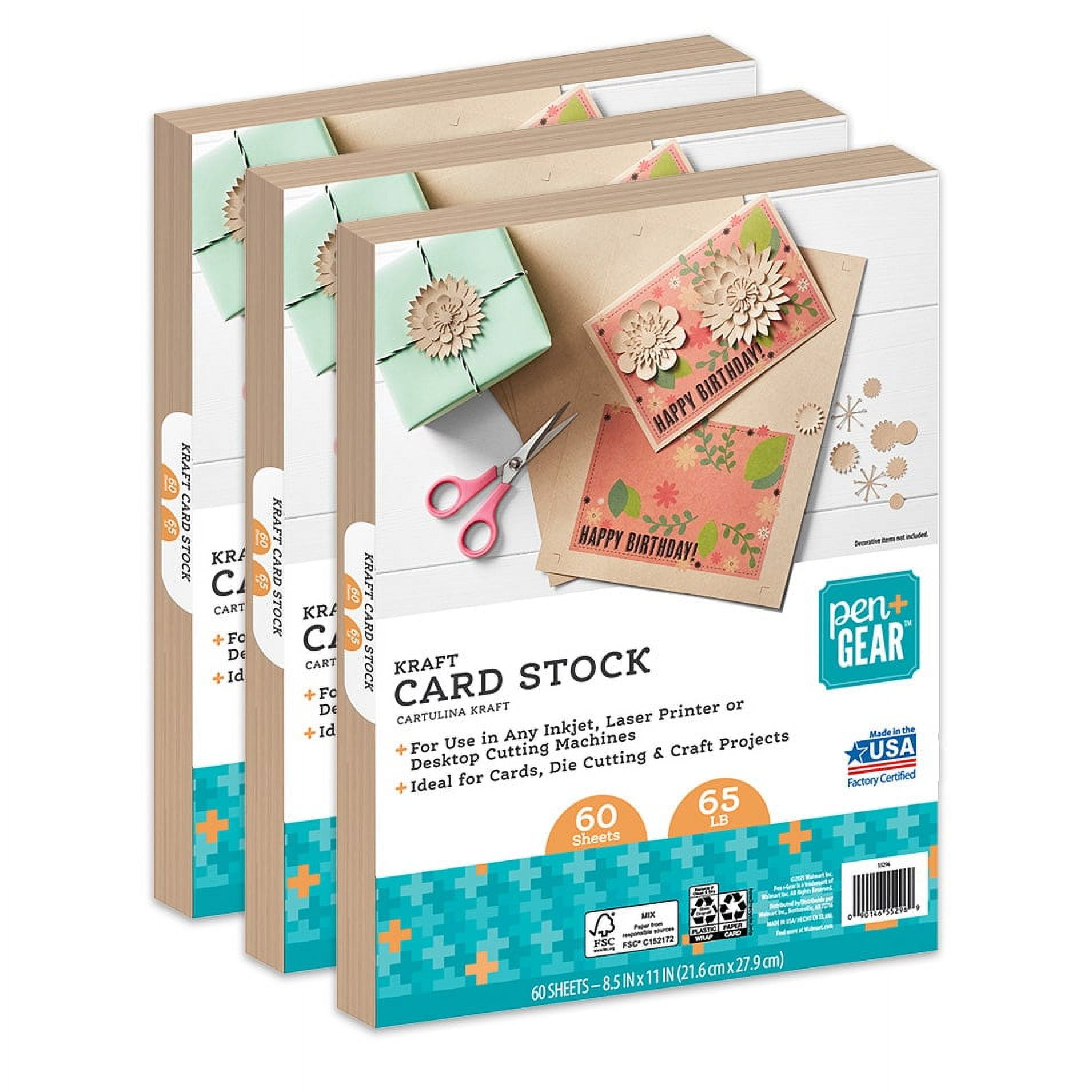 Pen+Gear Kraft Card Stock Paper, 8.5"x 11", 65 lb, 180 Sheets - Walmart.com