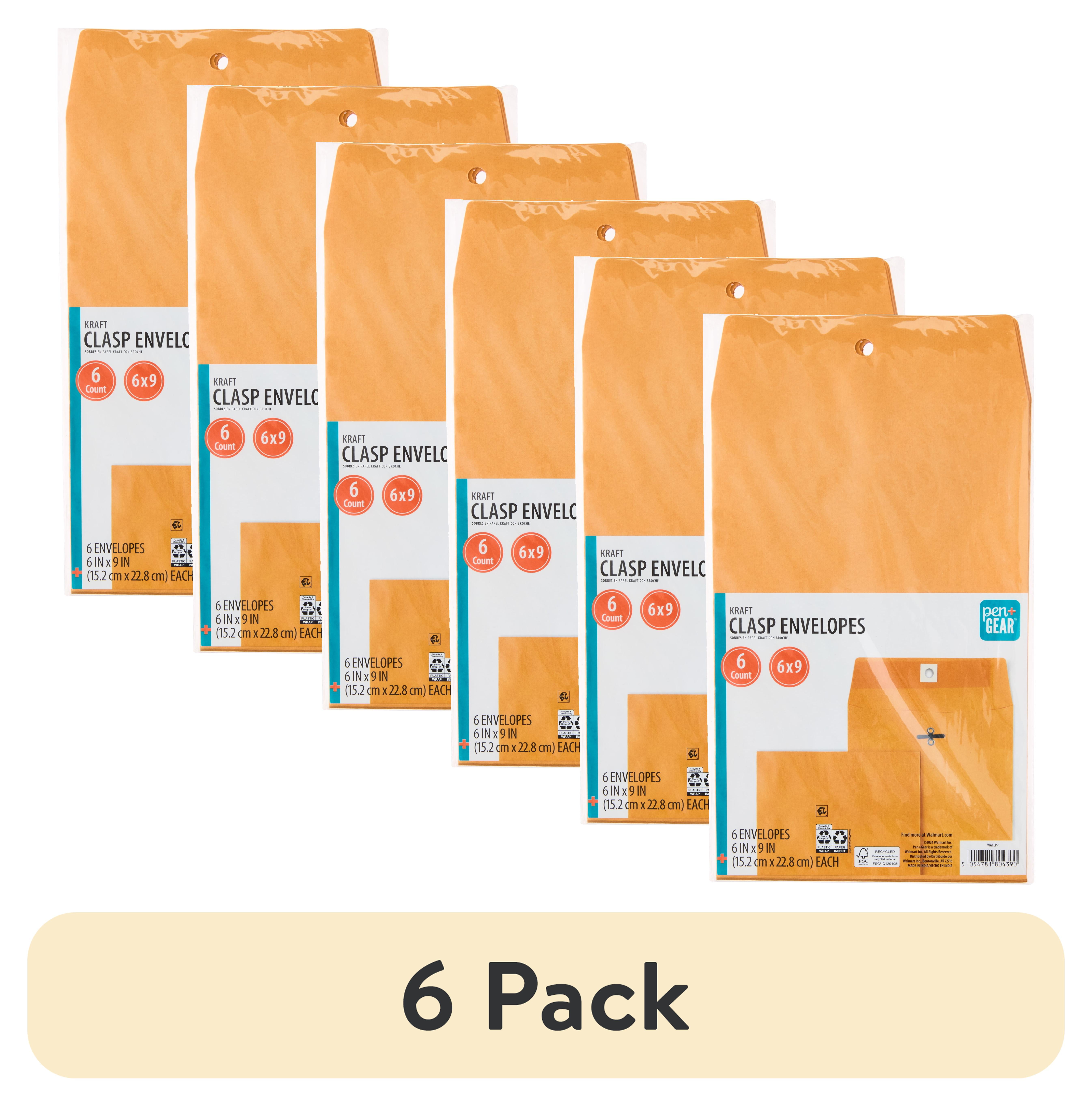 (6 pack) Pen+Gear Kraft Clasp Envelopes, 6 in x 9 in, 6 Count - Walmart.com