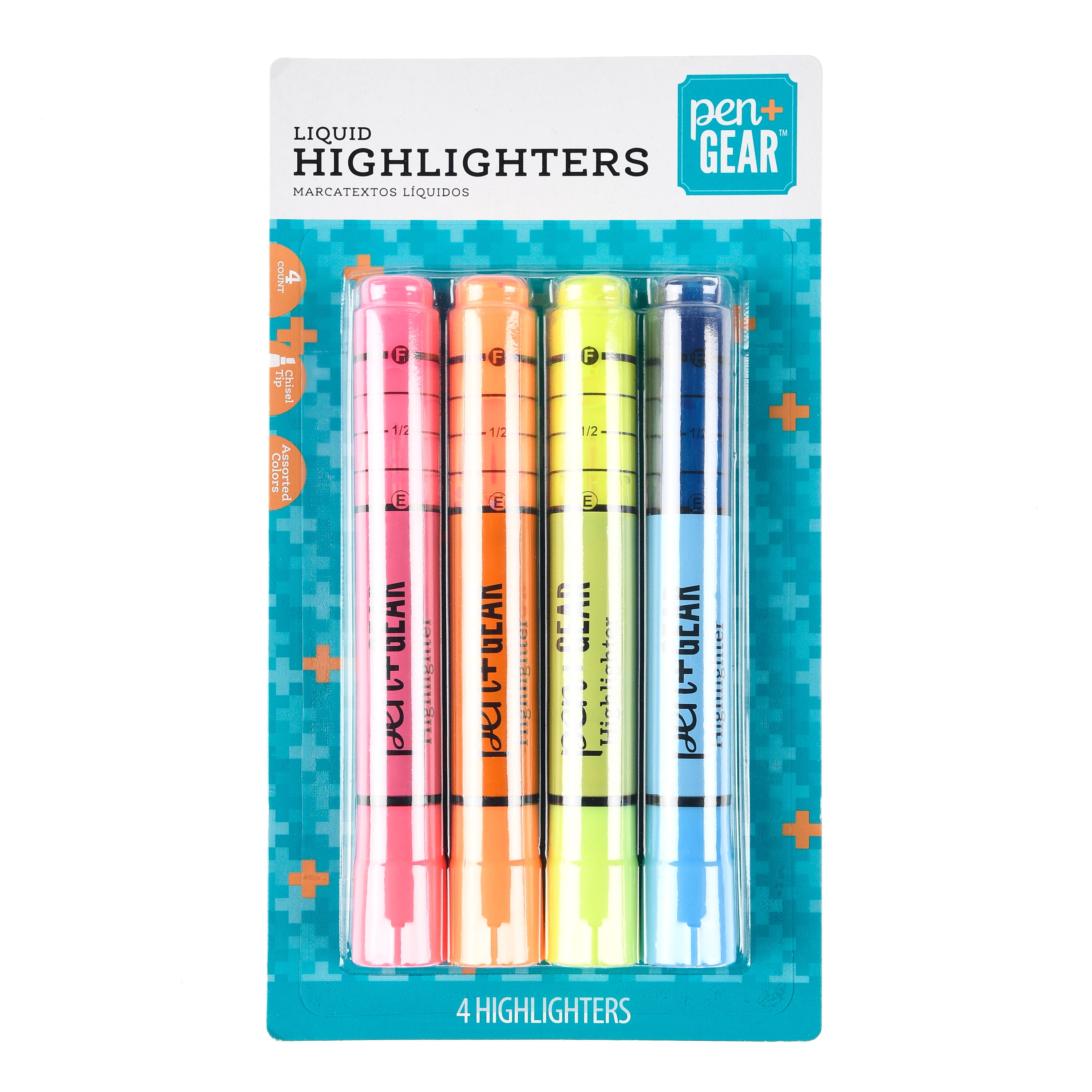 Brandclub - Pen + Gear Liquid Highlighters, Assorted Colors, 4 Count