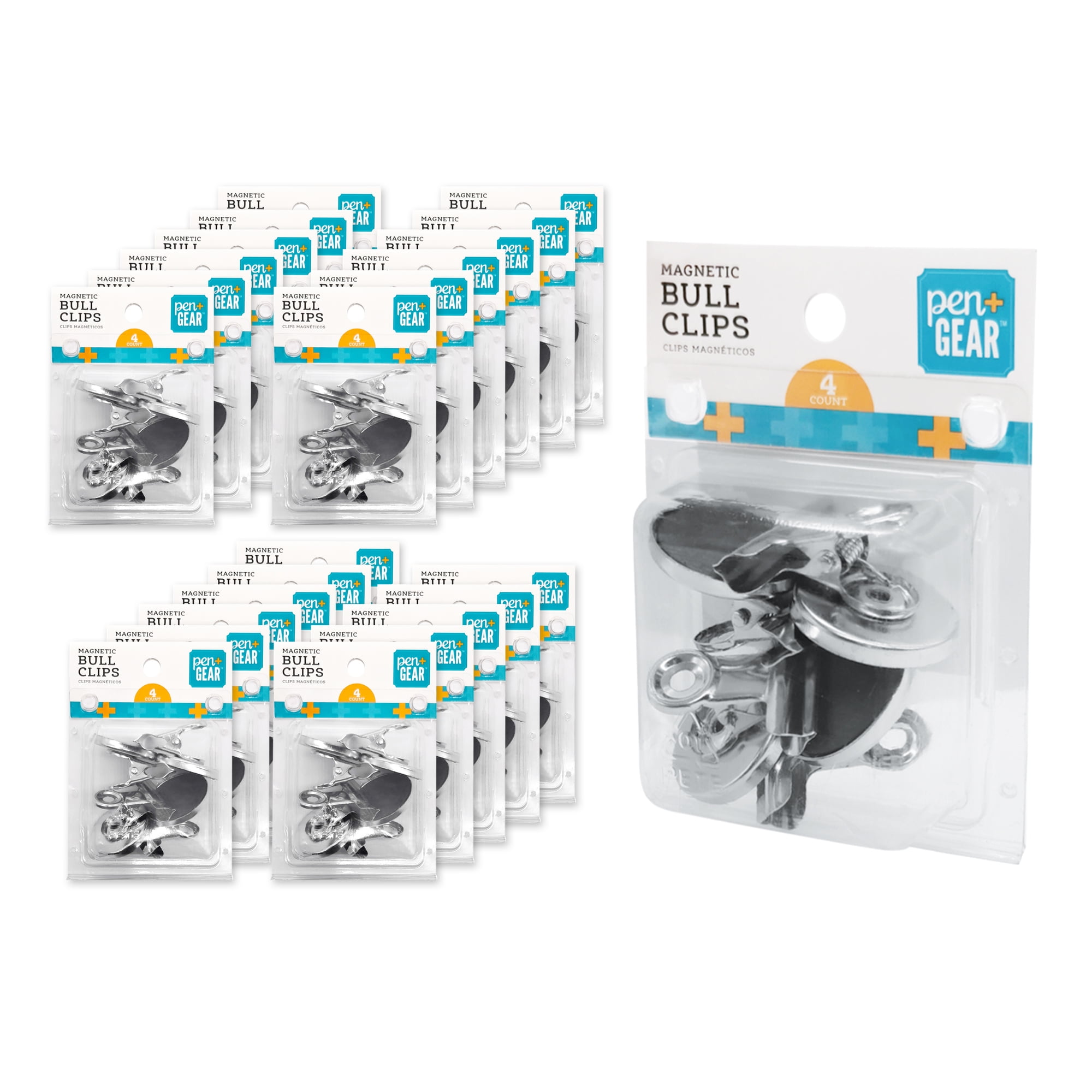 Pen+Gear Magnetic Bull Binder Clips, 30mm, Silver, 24 Count, 4 Pack ...