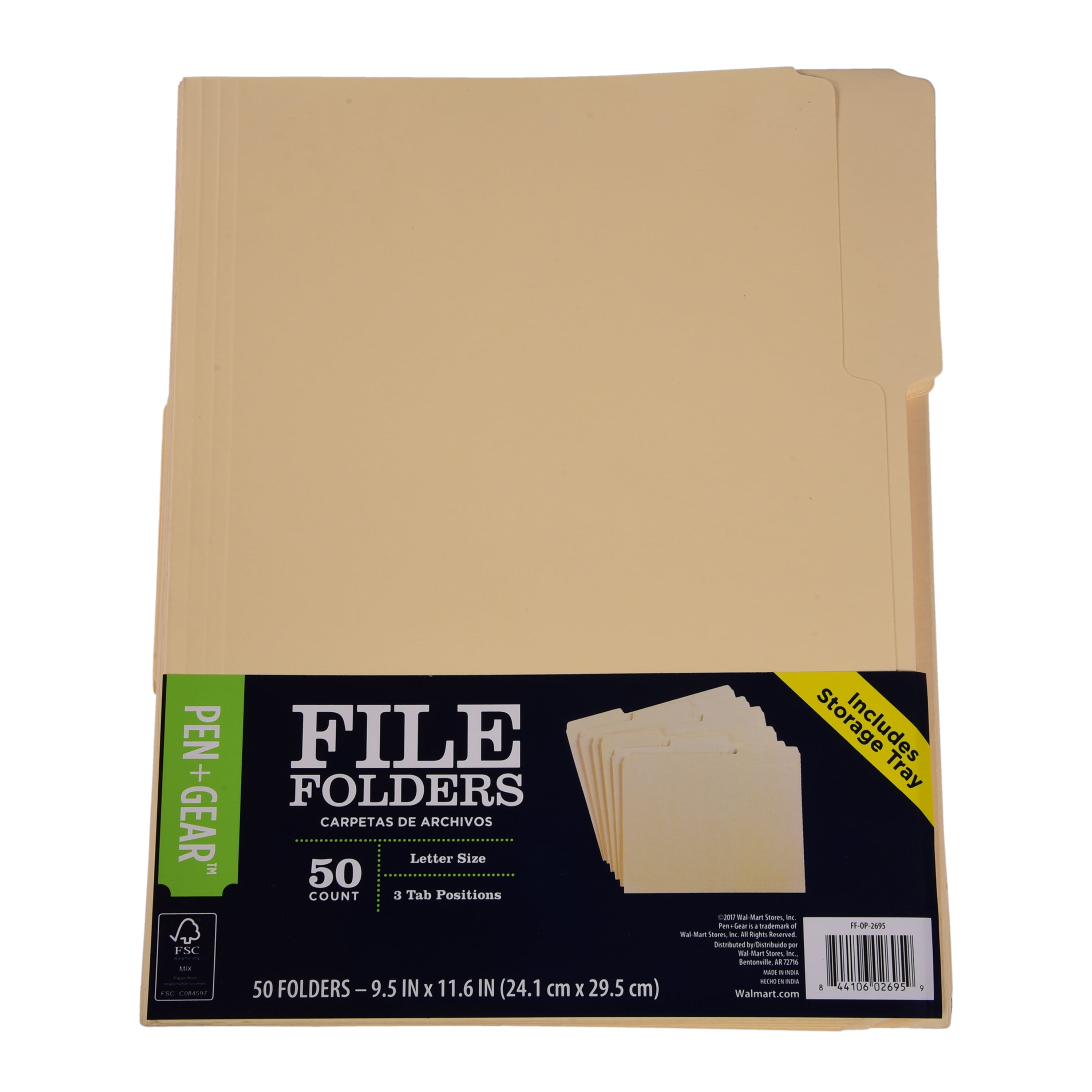 Pen+Gear Manila File Folder, 1/3 Tab, Letter Size, 50 per Box - Walmart.com