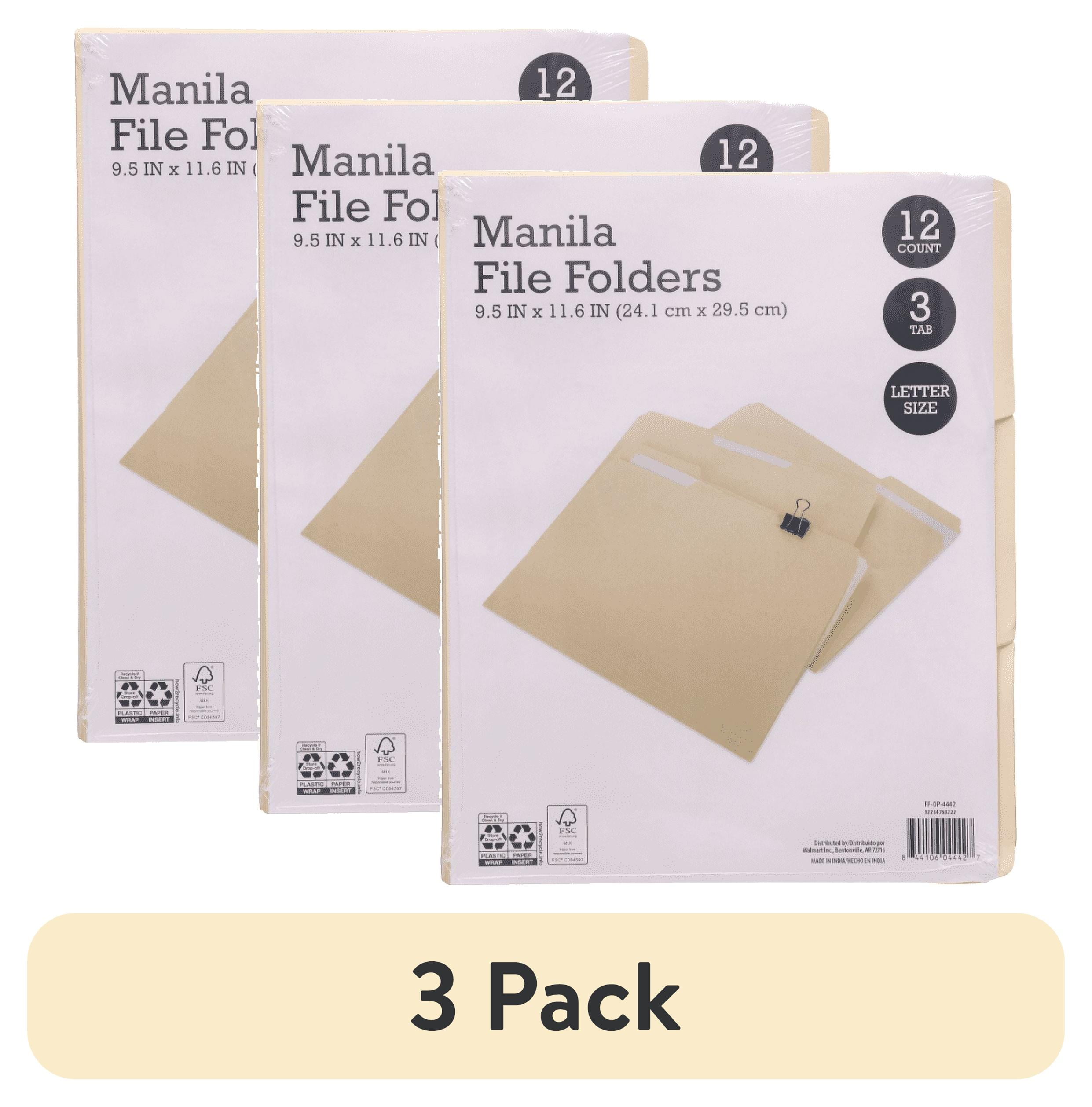 (3 pack) Pen + Gear Manila File Folders, Letter Size, 3 Tab Positions ...