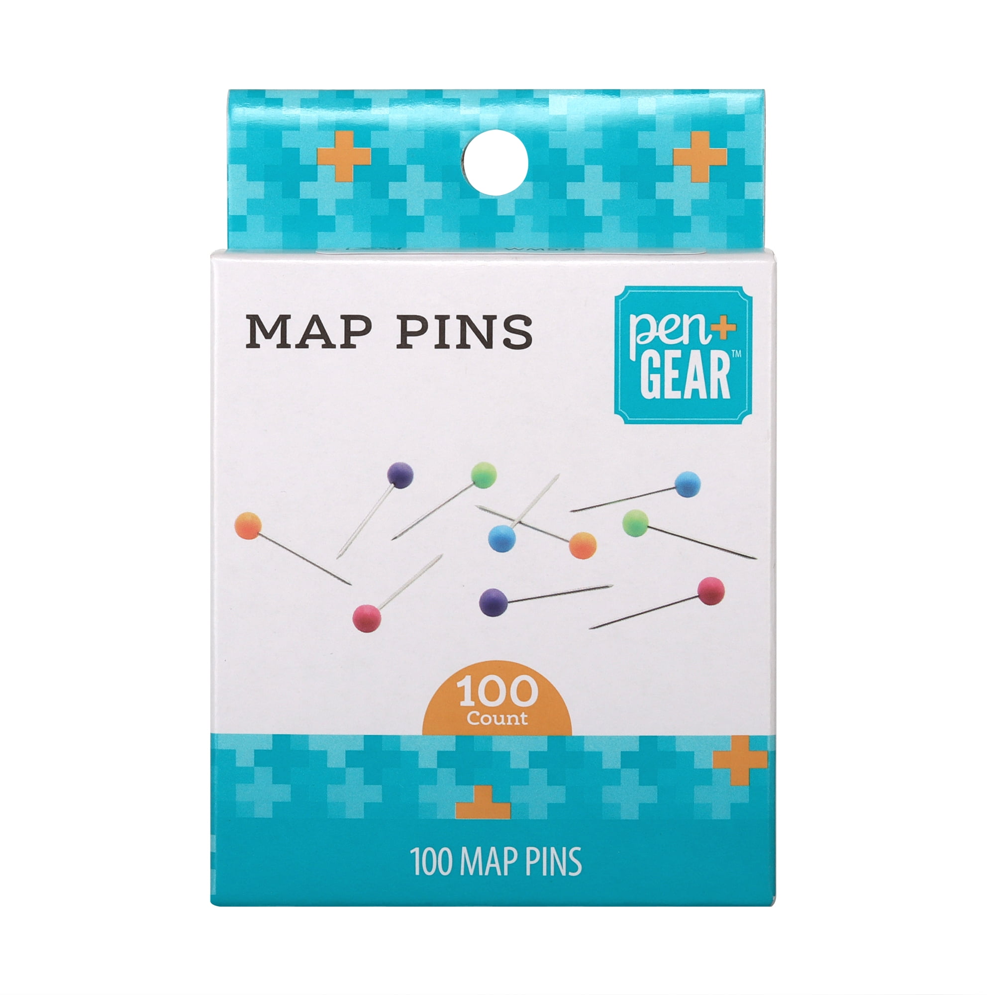 Pen + Gear Map Pins, Multiple Colors, Plastic and Steel,100 Count ...