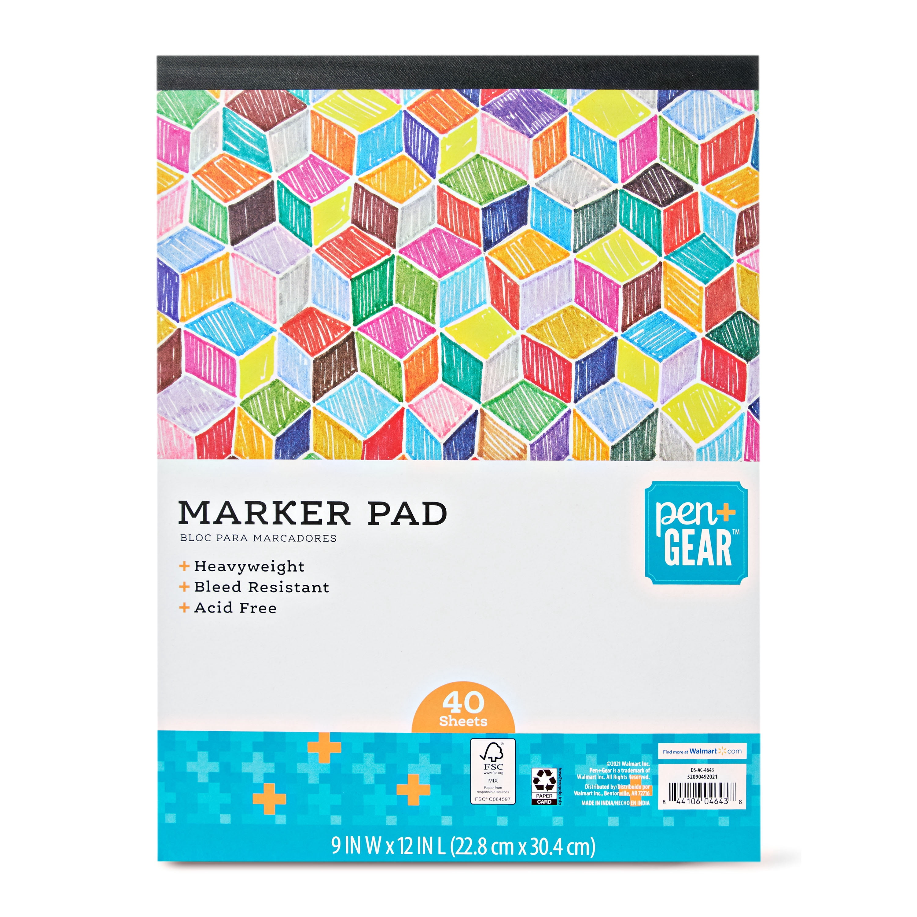 Pen+Gear Marker Art Pad,9" x 12", Heavyweight Paper, 40 Sheets, Kids ...