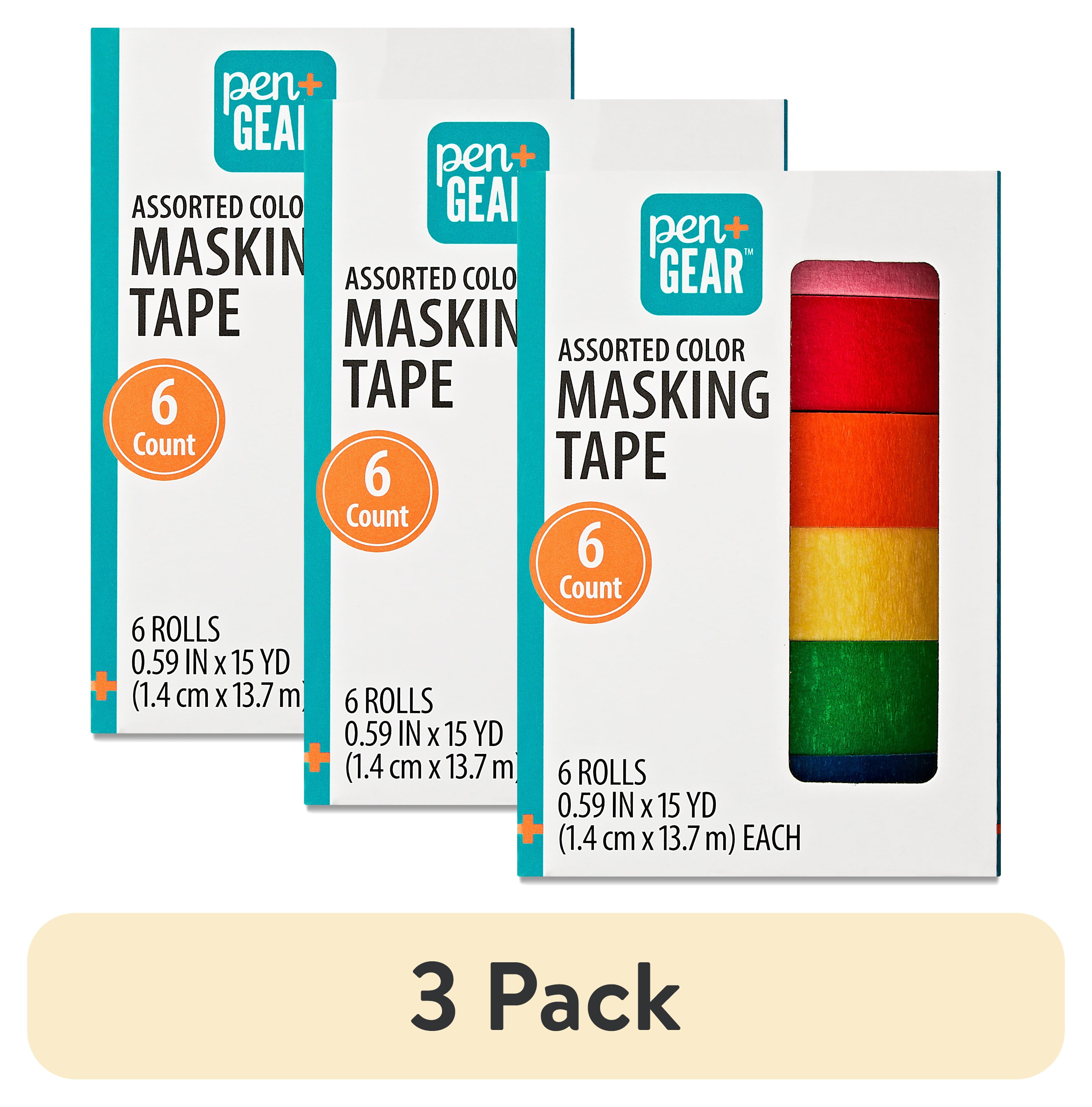 (3 pack) Pen+Gear Masking Tape, 0.59 in x 15 Yds, Multicolor, 6 Rolls ...