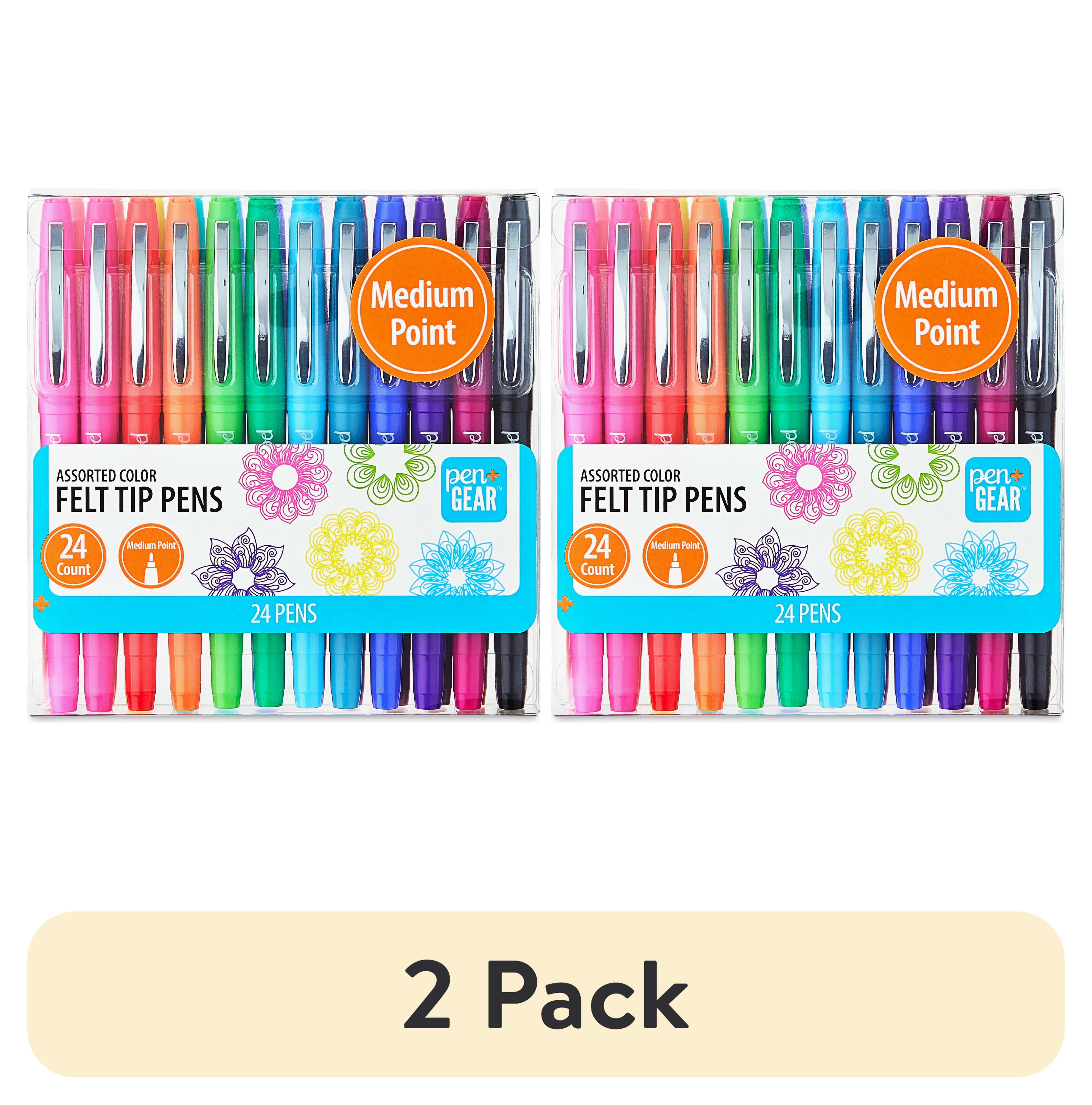 (2 pack) Pen+Gear Felt-Tip Markers, Medium Tip, Pens, Assorted Colors ...
