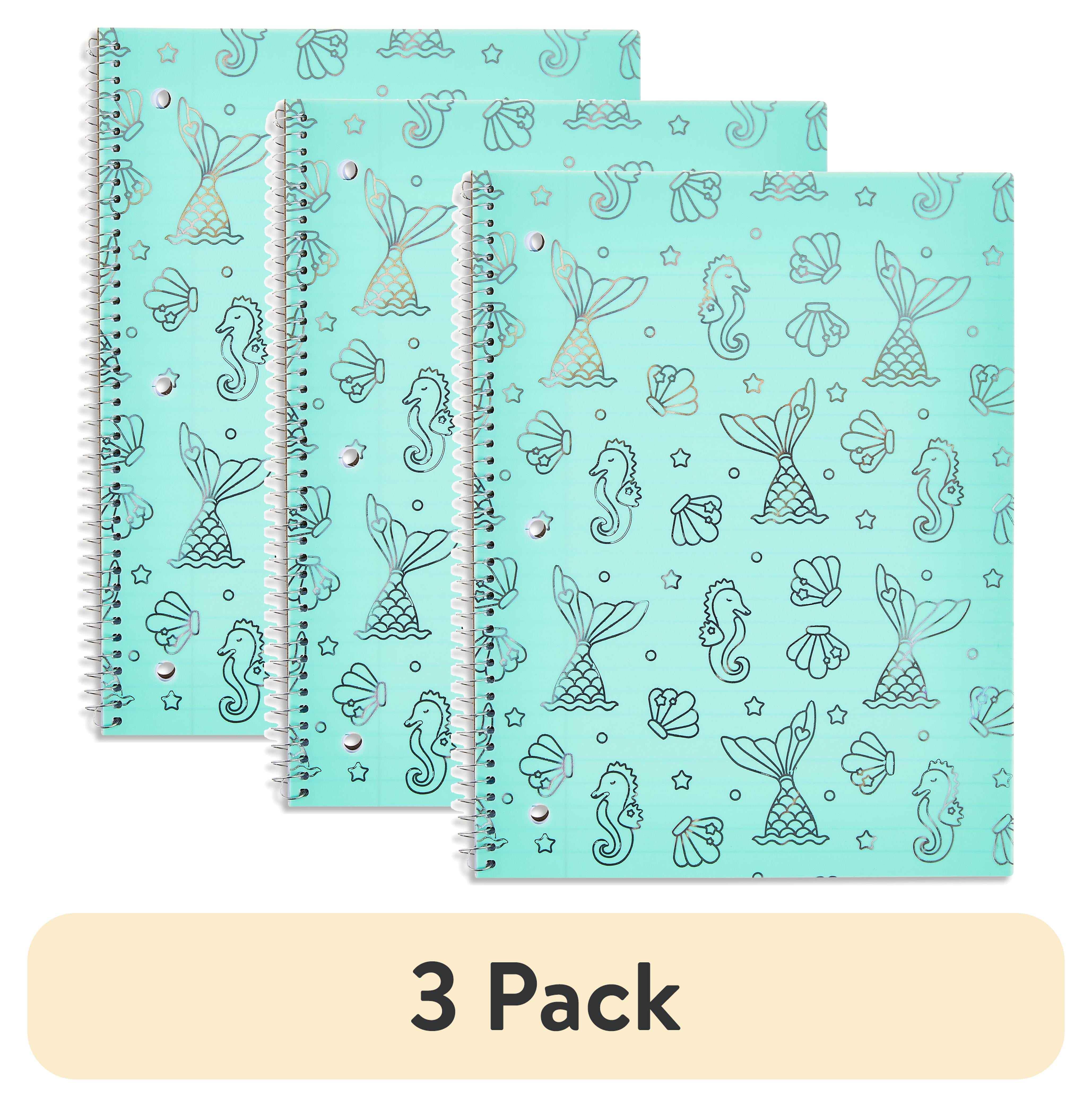 (3 pack) Pen + Gear Mermaid Wide Ruled Poly Notebook, 8" x 10.5", Green ...