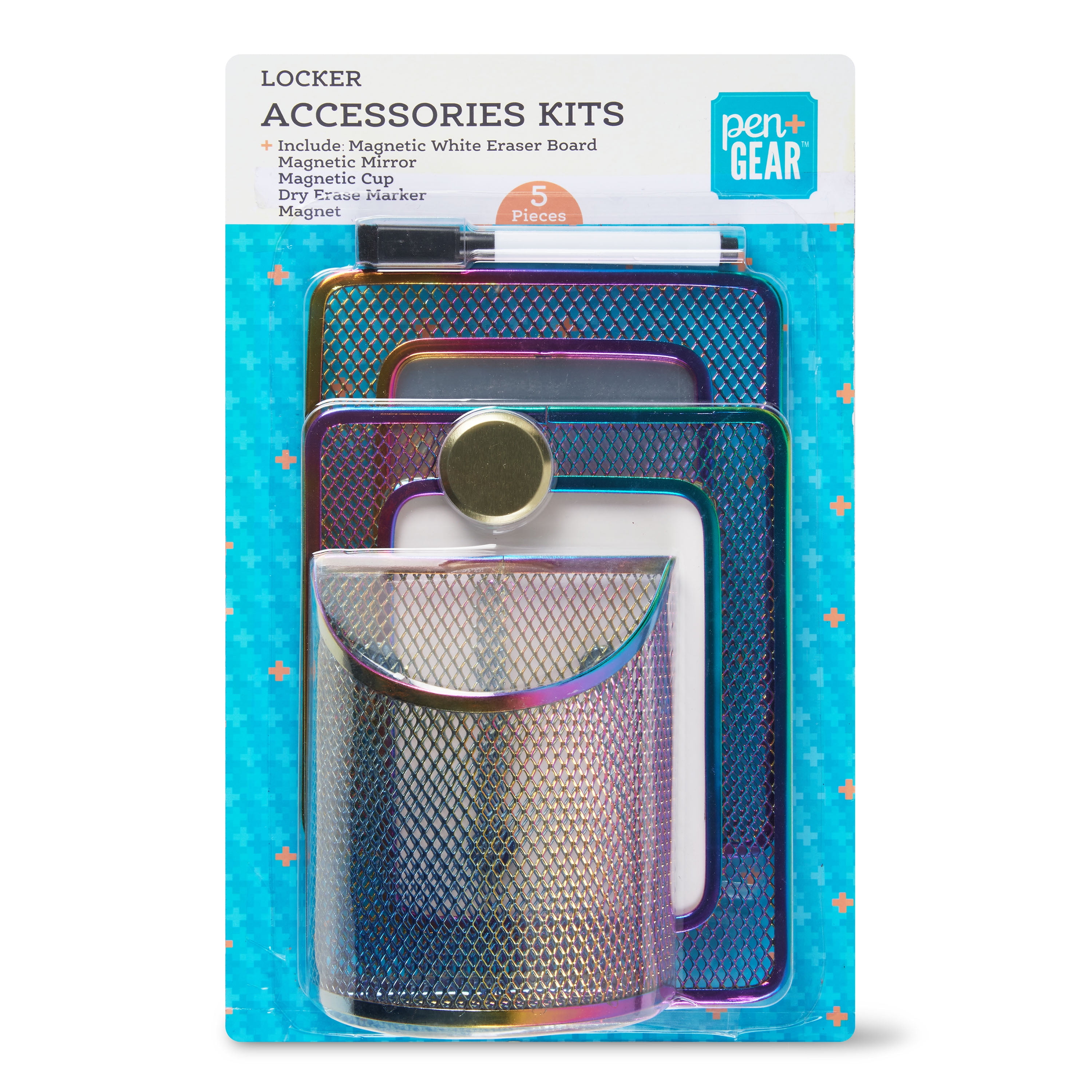 Pen+Gear Mesh Locker Accessories Kit, 5 Piece Set ,Ages 6+, Iridescent ...