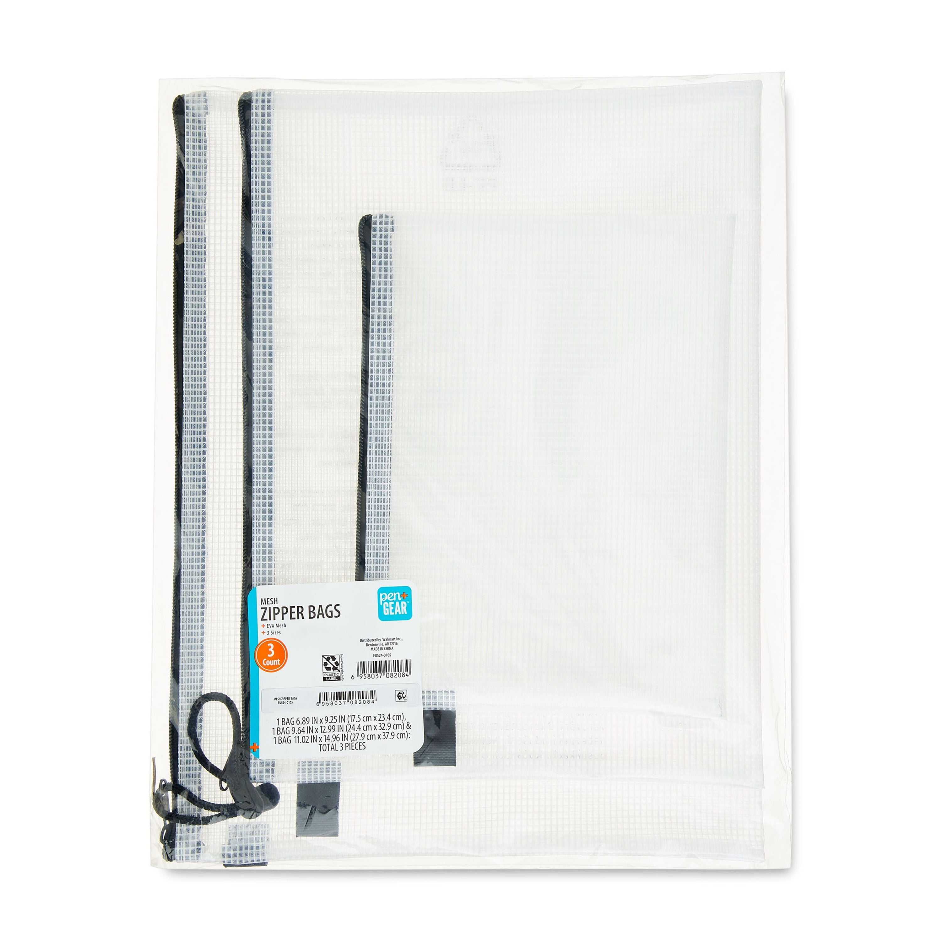 Pen+Gear Mesh Zipper Bags, 3 Count for Middile School,Assembled product ...