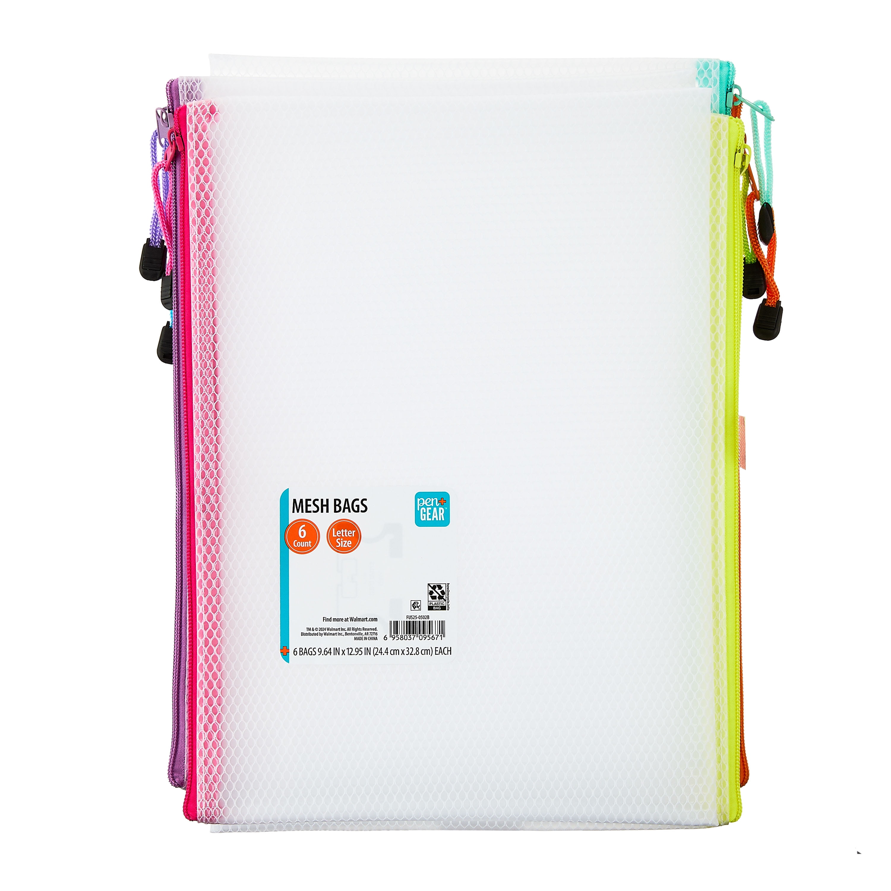 Pen+Gear Mesh Zipper Bags, Multicolor, 6 Count - Walmart.com