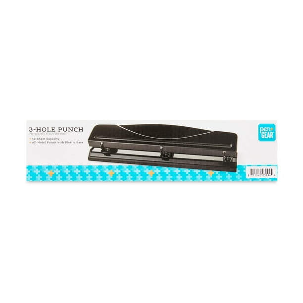 Pen+Gear Metal 3 Hole Paper Punch, Black - Walmart Business Supplies