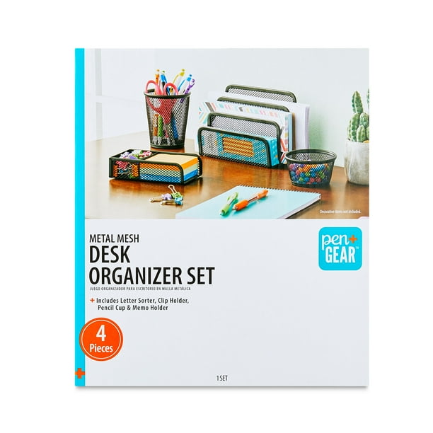 Pen+Gear Metal Desk Organizer Set, Black, 4 Pieces - Walmart Business ...