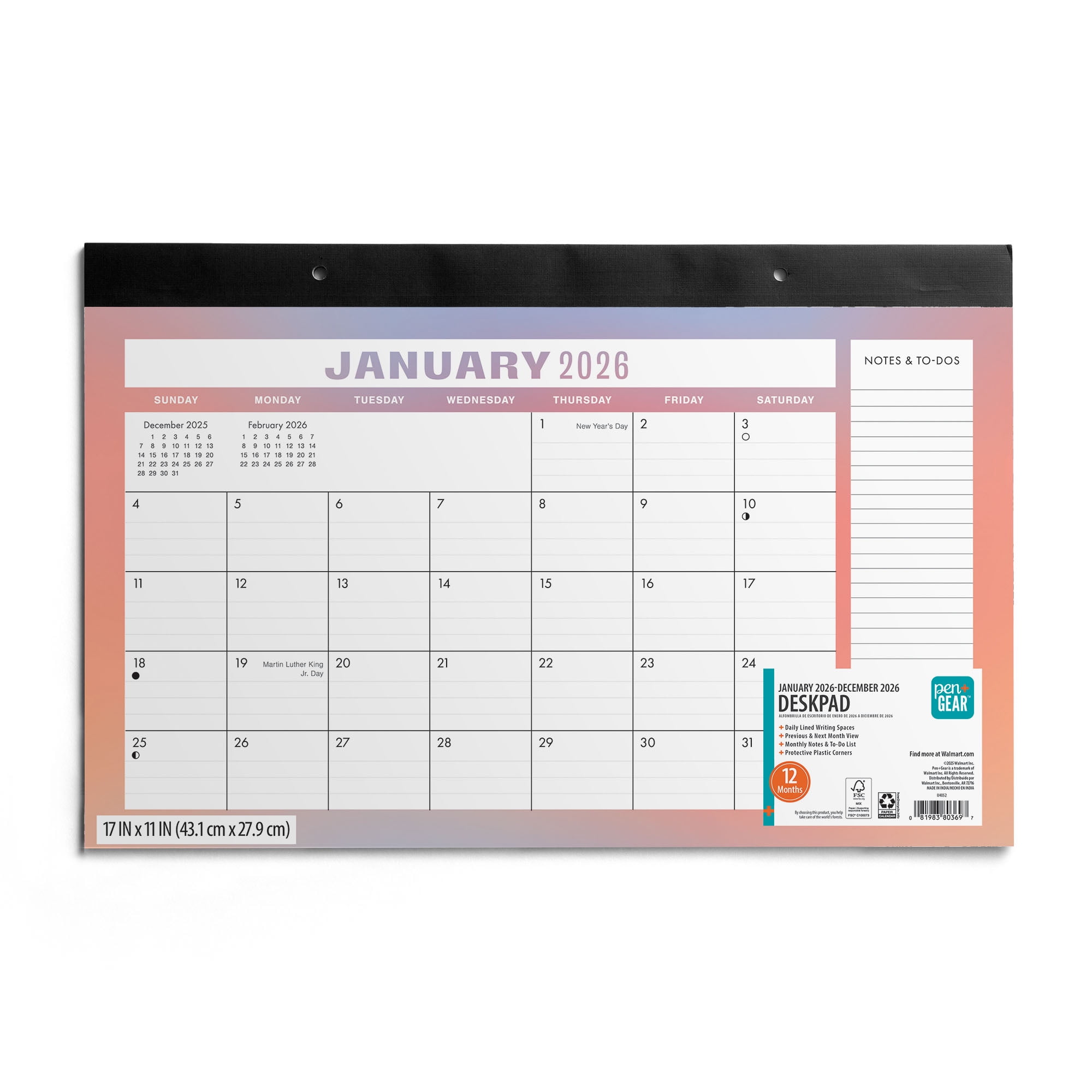 Brandclub - Pen+Gear Monthly Desk Pad (17"x11") Gradient Border 12 ...