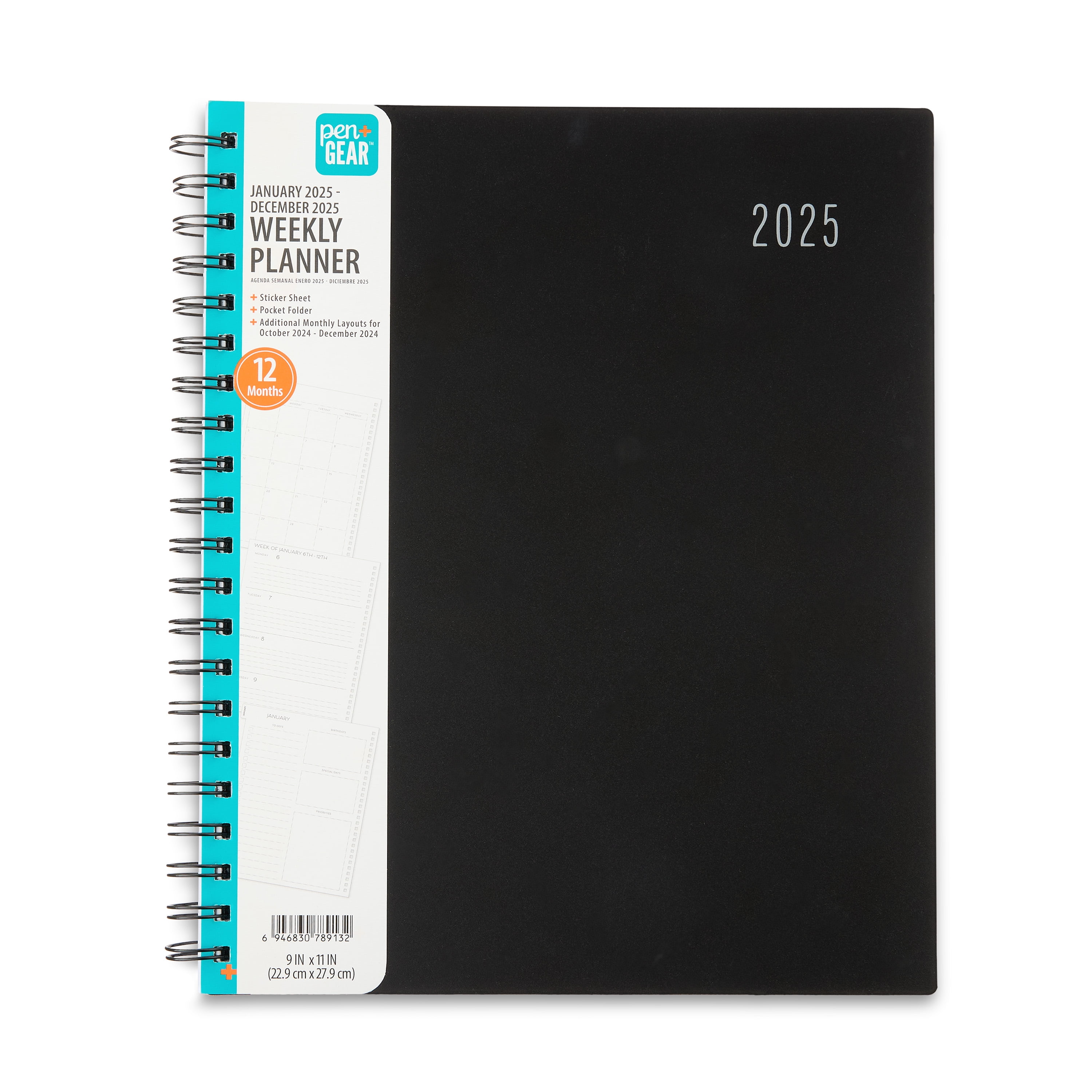 Pen+Gear Monthly Weekly, January 2025 - December 2025, Double Wire ...