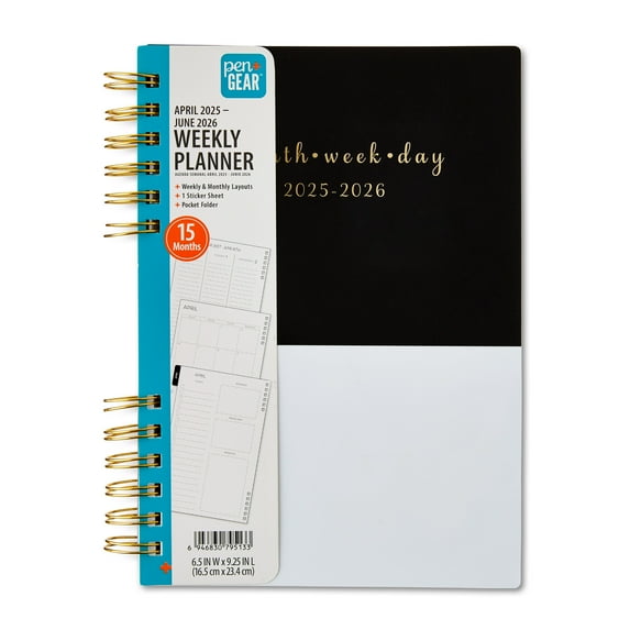 Pen+Gear 15-Month Weekly Planner 9x11 inches Hardcover, April 2025-June ...