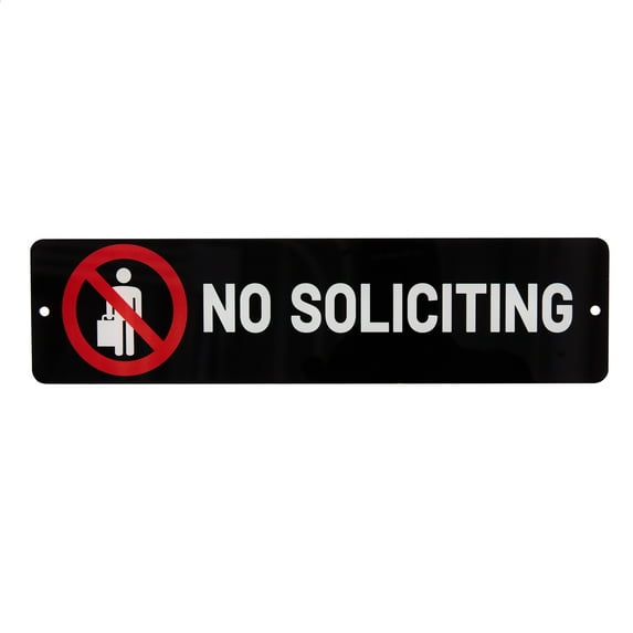 Pen+Gear No Soliciting Sign 2x8 inch Black Acrylic Durable Indoor ...