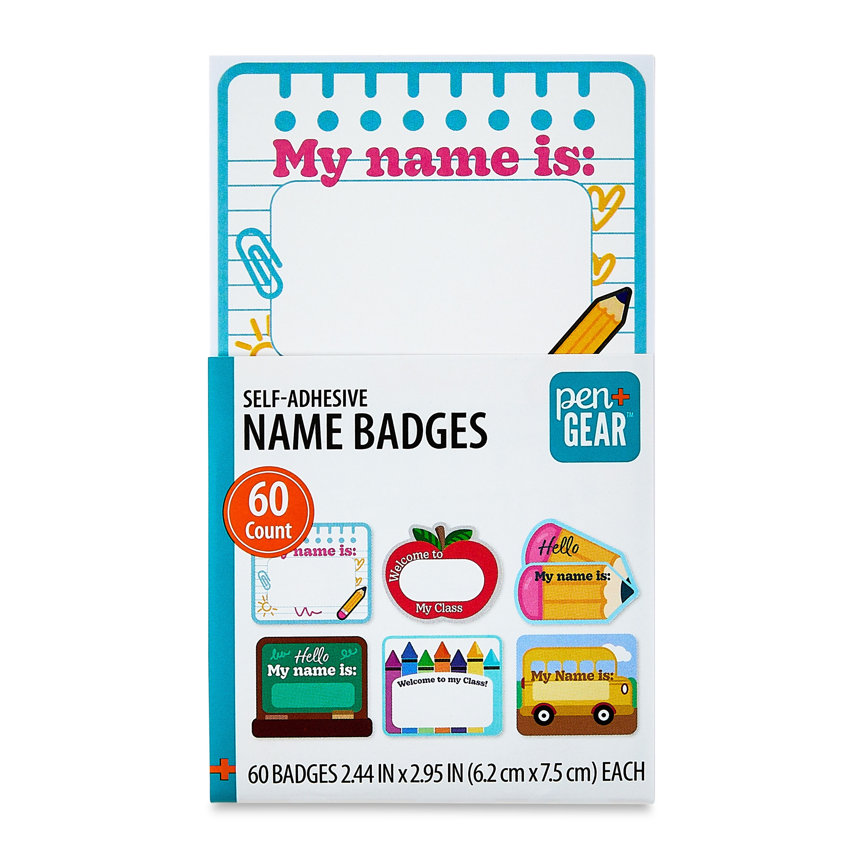 Pen+Gear Self-Adhesive Name Badge Labels, 2.44" x 2.95", 60-Count ...