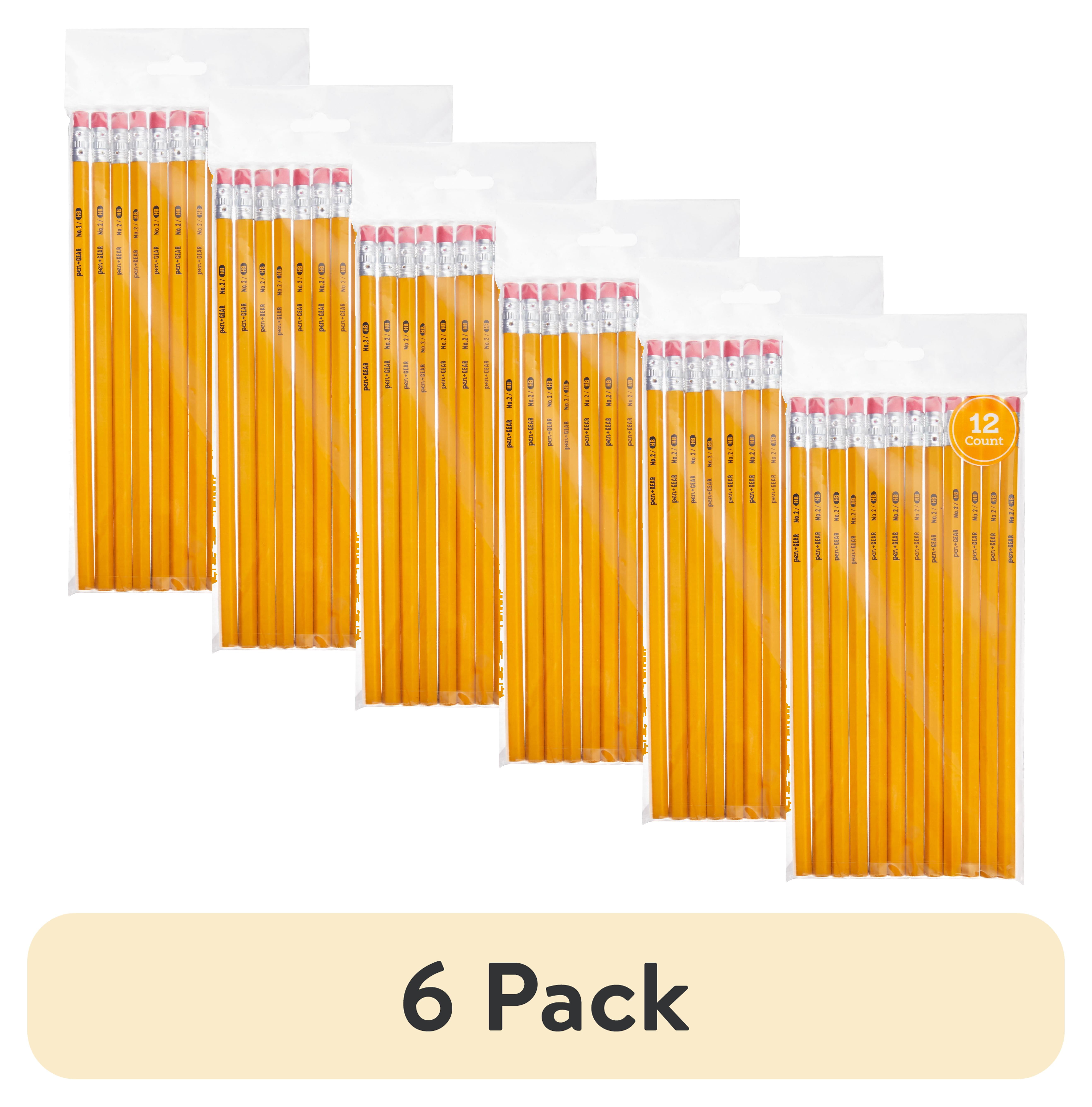 (6 pack) Pen+Gear #2 HB Woodcase Pencils, Unsharpened, Yellow, 12 Count ...