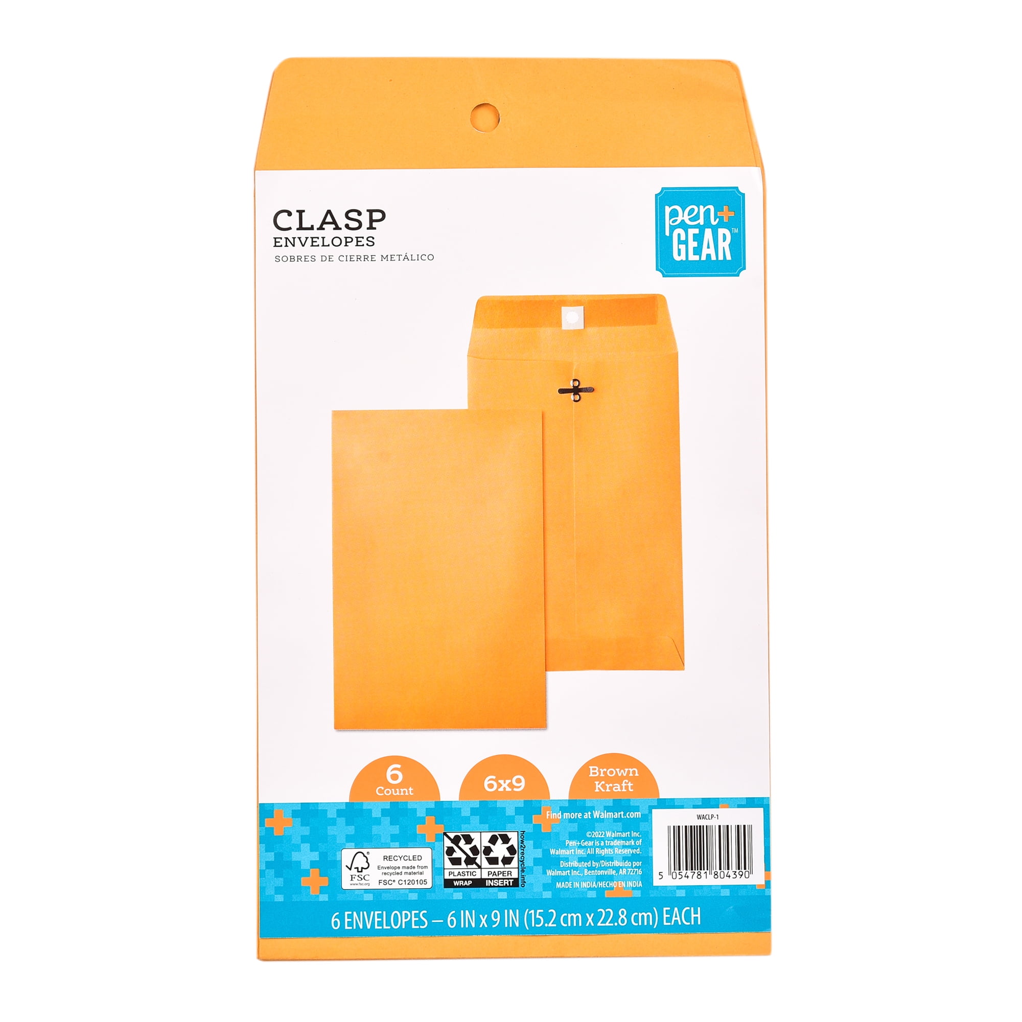 Pen + Gear No- 6''x9 ''Clasp Envelope, Color- Brown Kraft Clasp ...