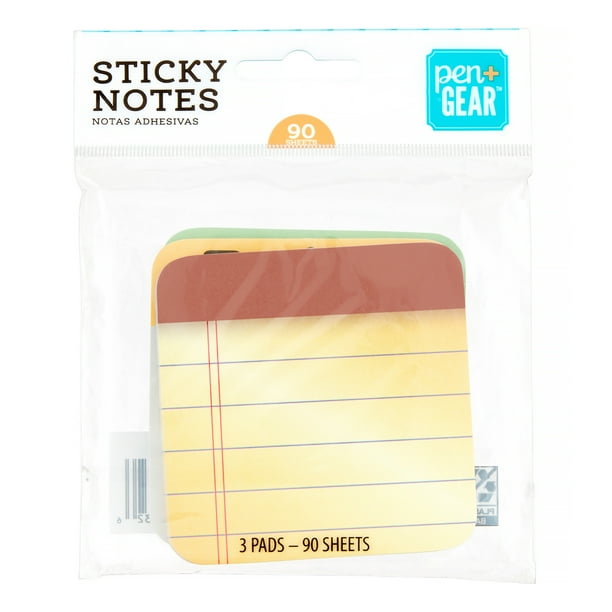 Pen + Gear Notepad Sticky Note Set, 90 Sheets, 3 Pack - Walmart ...
