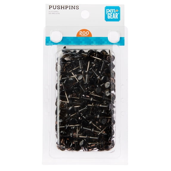 Pen+Gear Black Push Pins Thumb Tacks Supplies, 200 Count, Standard Size ...