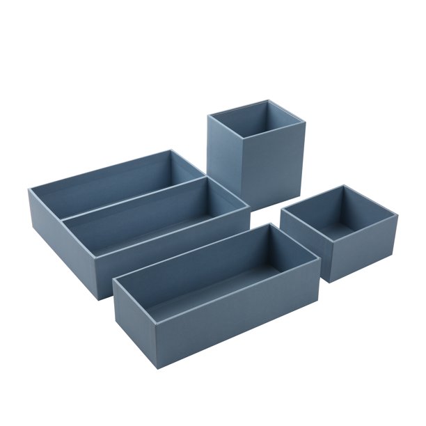 Pen+Gear Paperboard Office Desktop 4 Piece Organizer Set Blue Linen ...