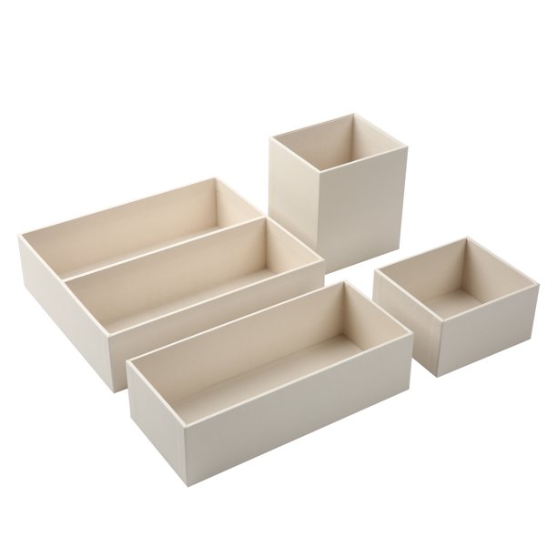 Pen+Gear Paperboard Office Desktop 4 Piece Organizer Set Papyrus Beige ...