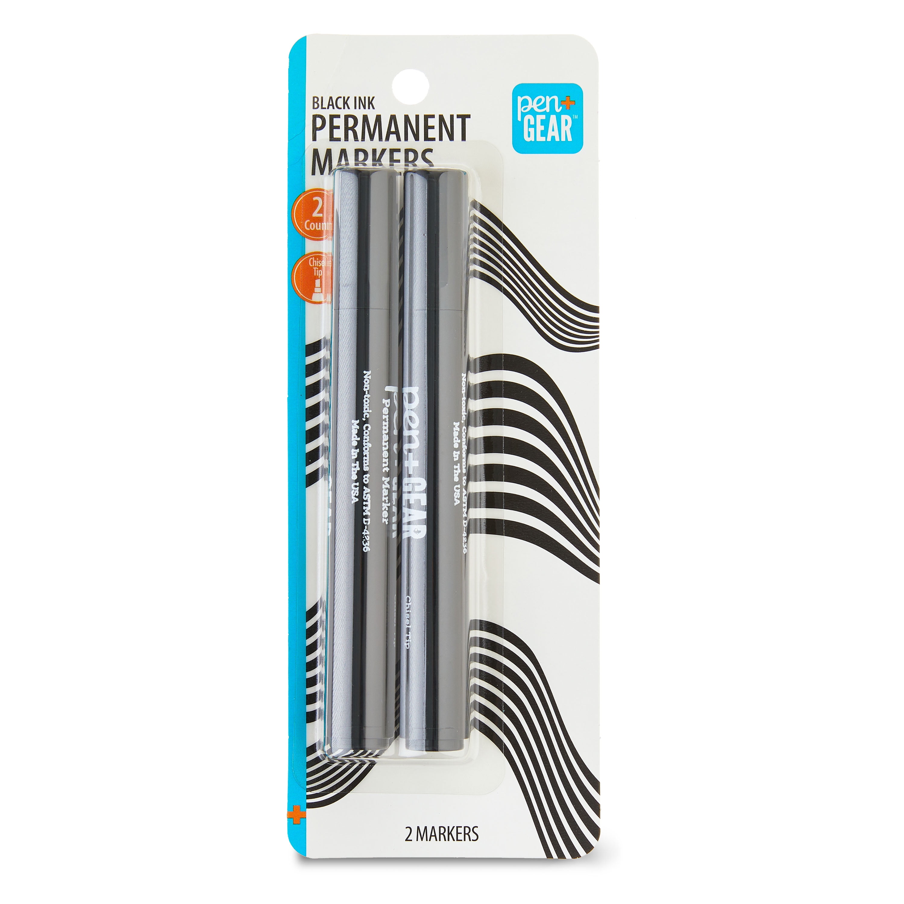 Pen + Gear Permanent Markers, Chisel Tip, Black, 2 Count - Walmart.com