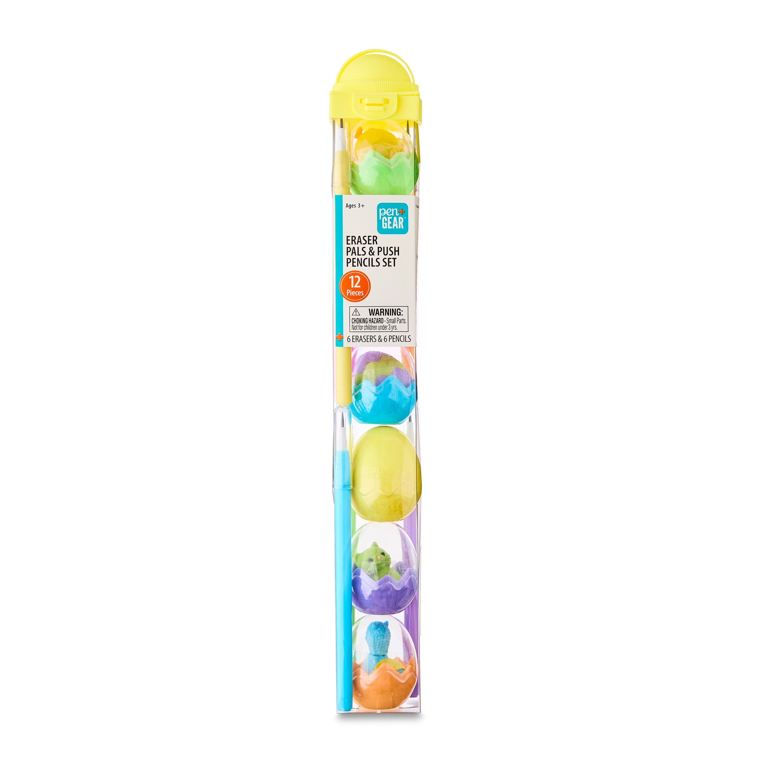 Pen+Gear Eraser Pals & Push Pencils, 6 Count, Yellow, Easter Basket ...