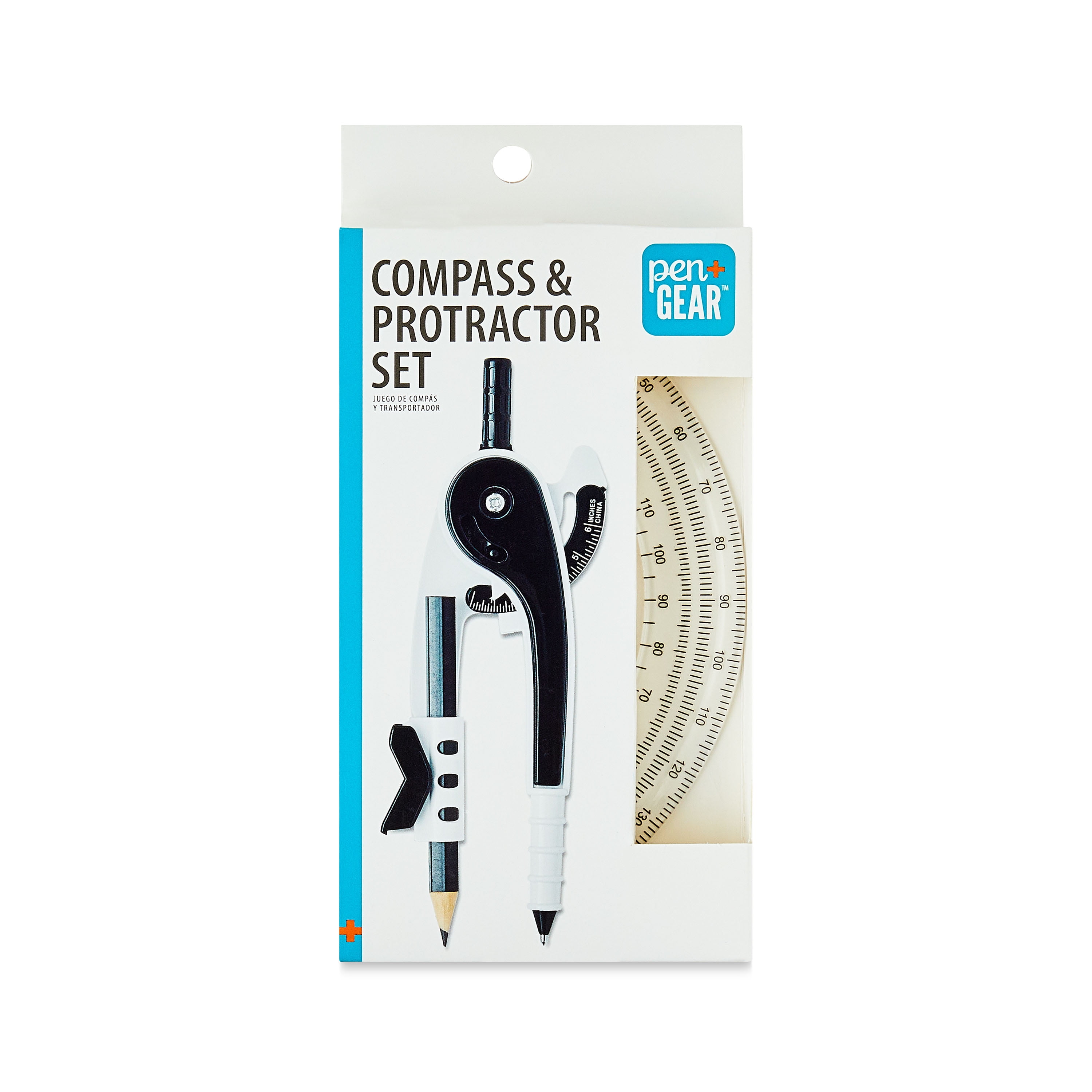Pen+Gear 12-inch Plastic Compass with 180-Degree Protractor School Math ...