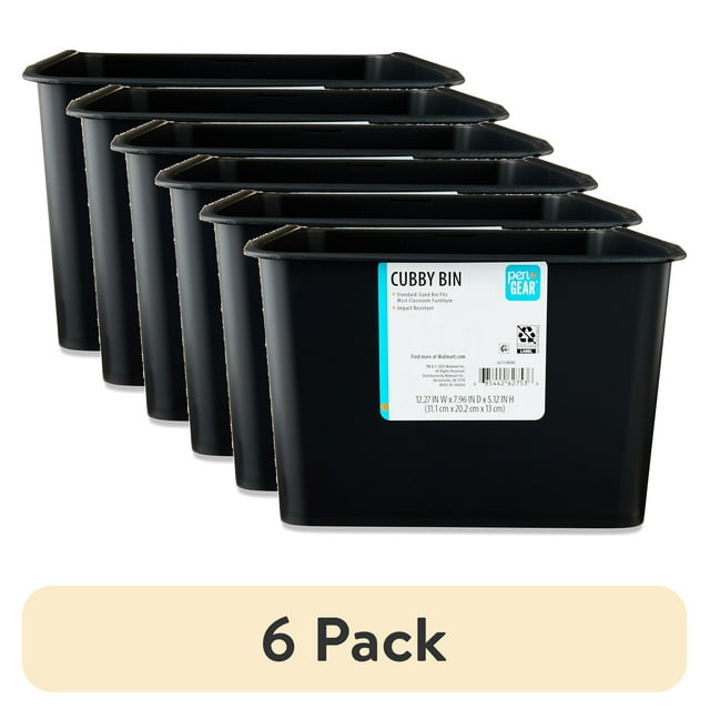 (6 pack) Pen+Gear Plastic Cubby Bin, Small Desktop Organizer, Black ...