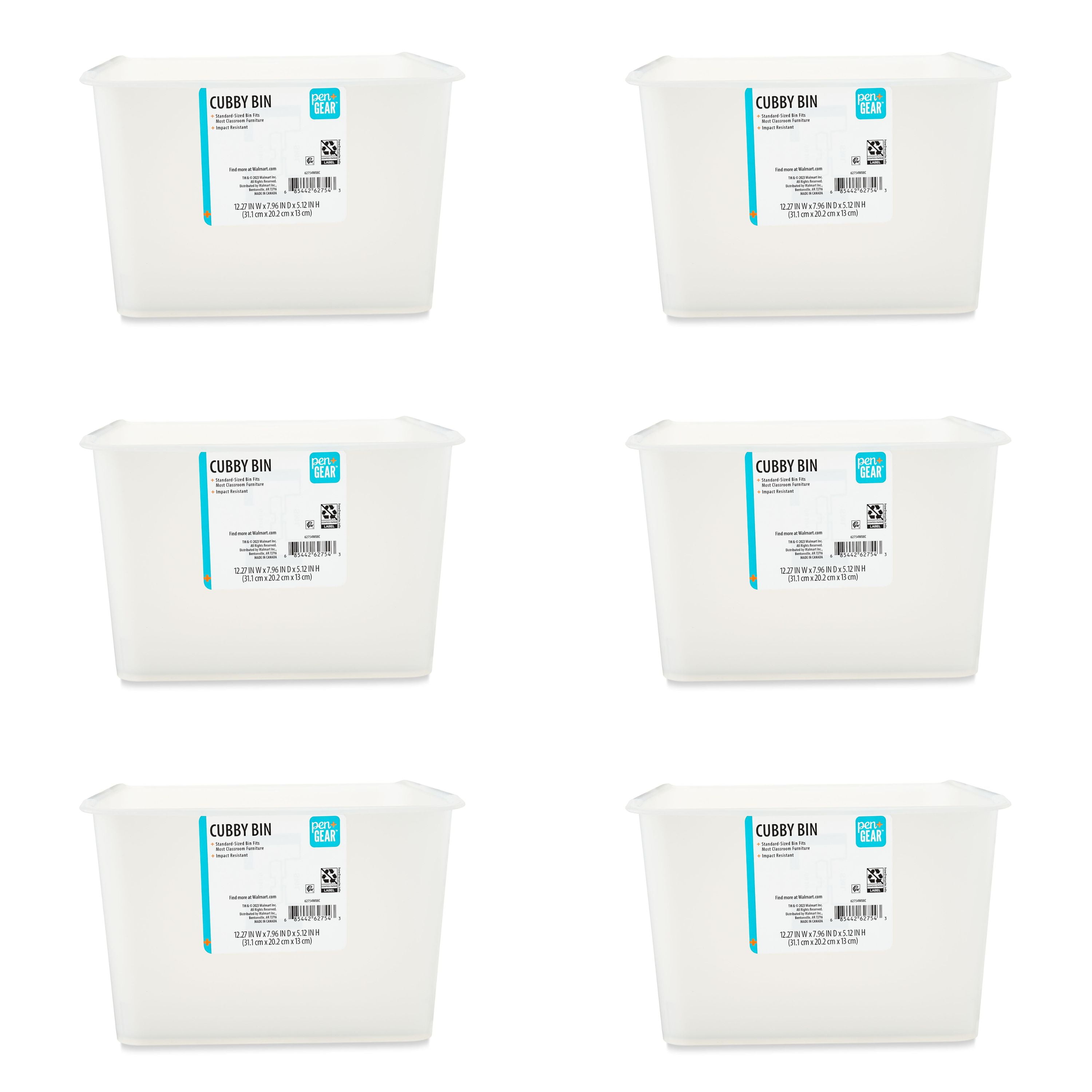 Pen+Gear Plastic Cubby Bin, Small Desktop Organizer, Clear, 6-Pack ...