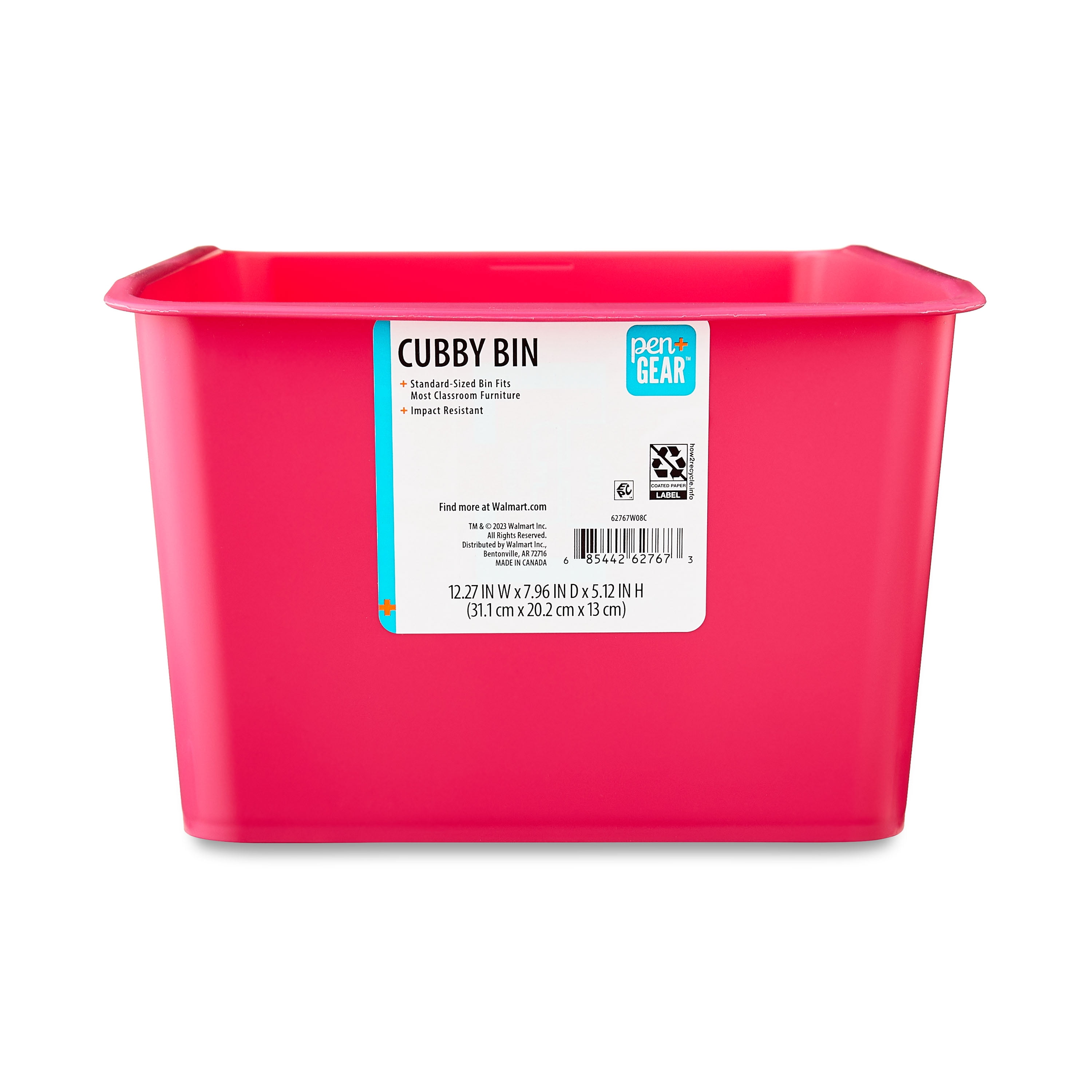 Pen+Gear Plastic Cubby Bin, Small Desktop Organizer, Fuchsia Burst ...