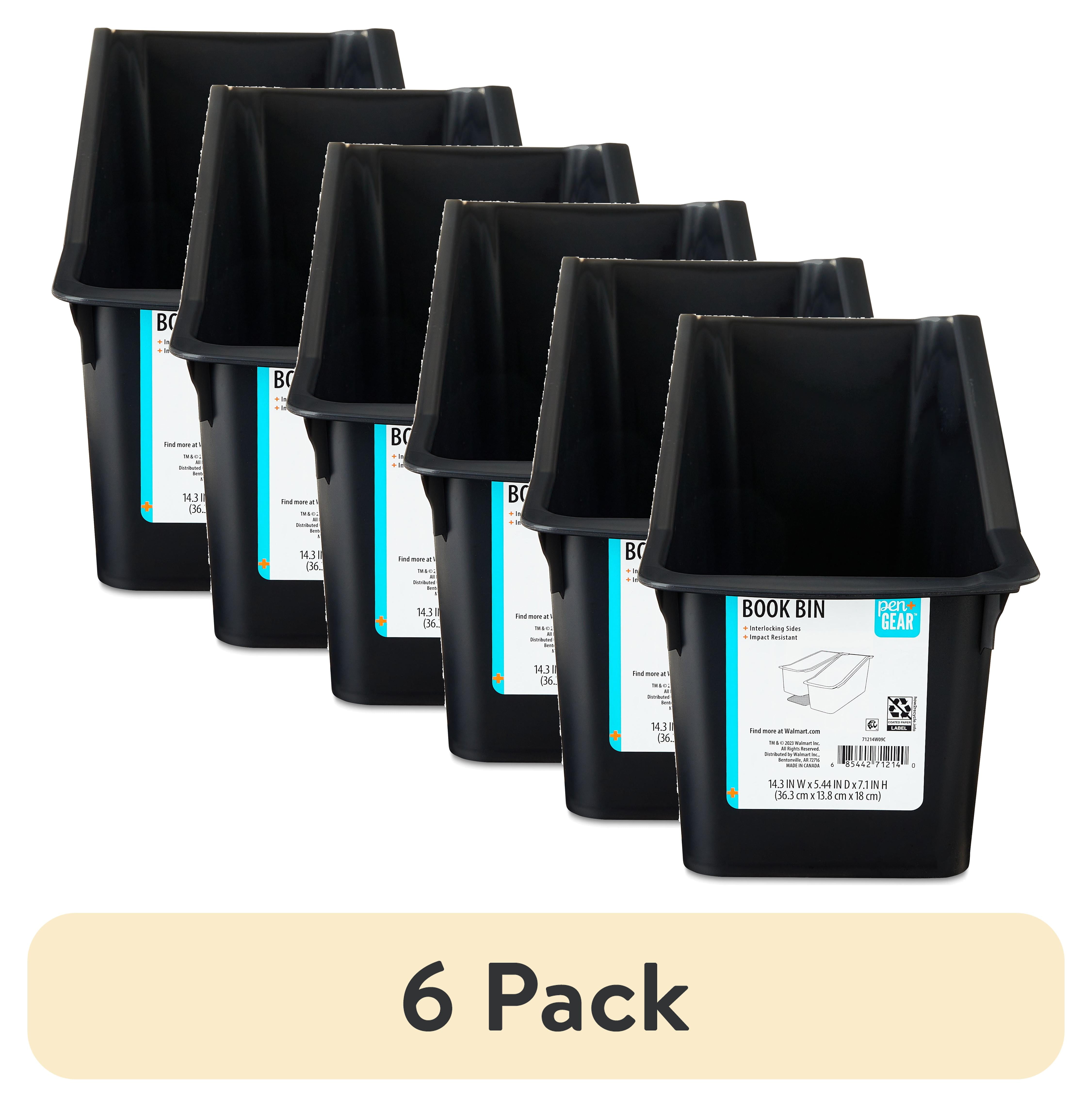 (6 pack) Pen+Gear Plastic Desktop Book Organizer Bin, Black - Walmart.com