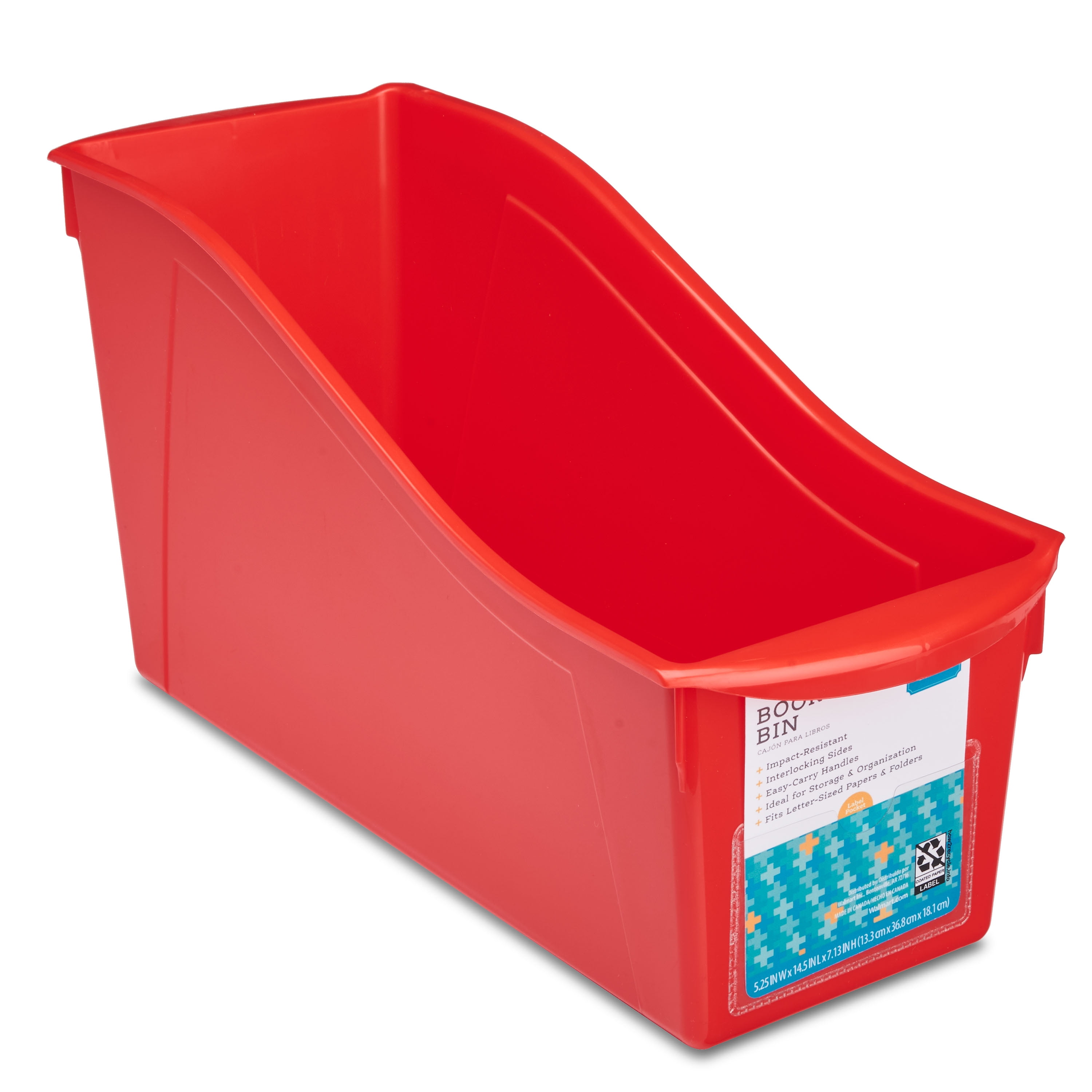 Pen+Gear Plastic Desktop File and Book Bin with Label Pocket, Just Red ...