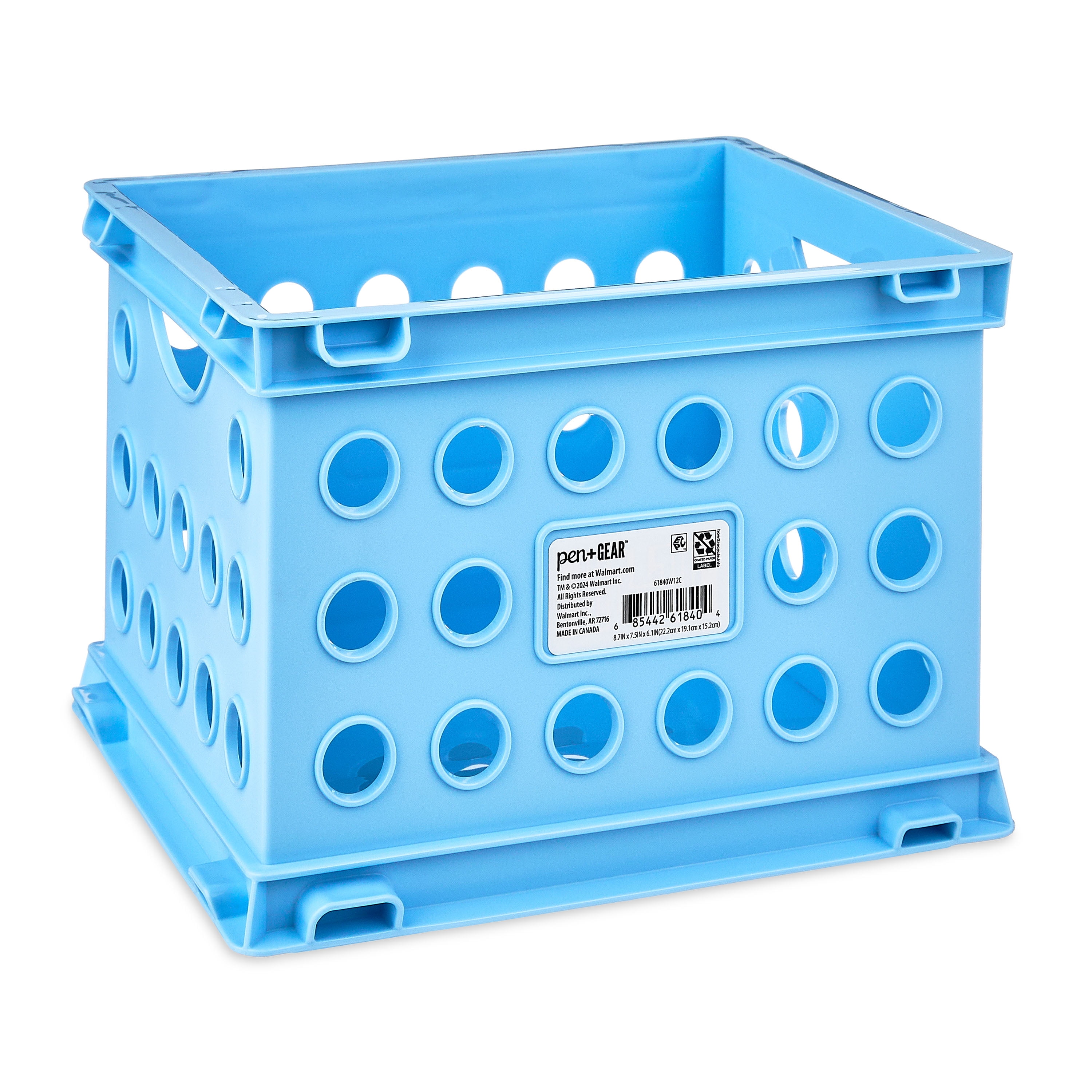 Pen+Gear Plastic Mini Crate, Modular Desktop Storage Box, Sky Blue, 12 ...