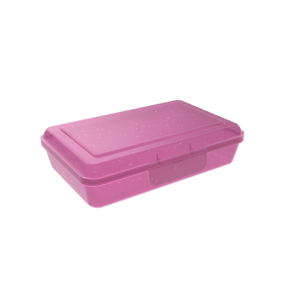 Pen+Gear Lightweight Plastic Pencil Box with Snap-on Lid, Violet Glow ...